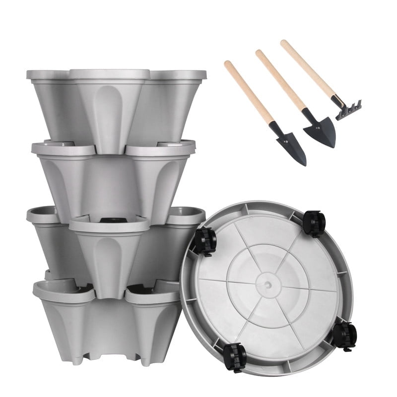 4-Tier Stack Planter | Vertical Garden Tower for Herbs, Strawberries ...