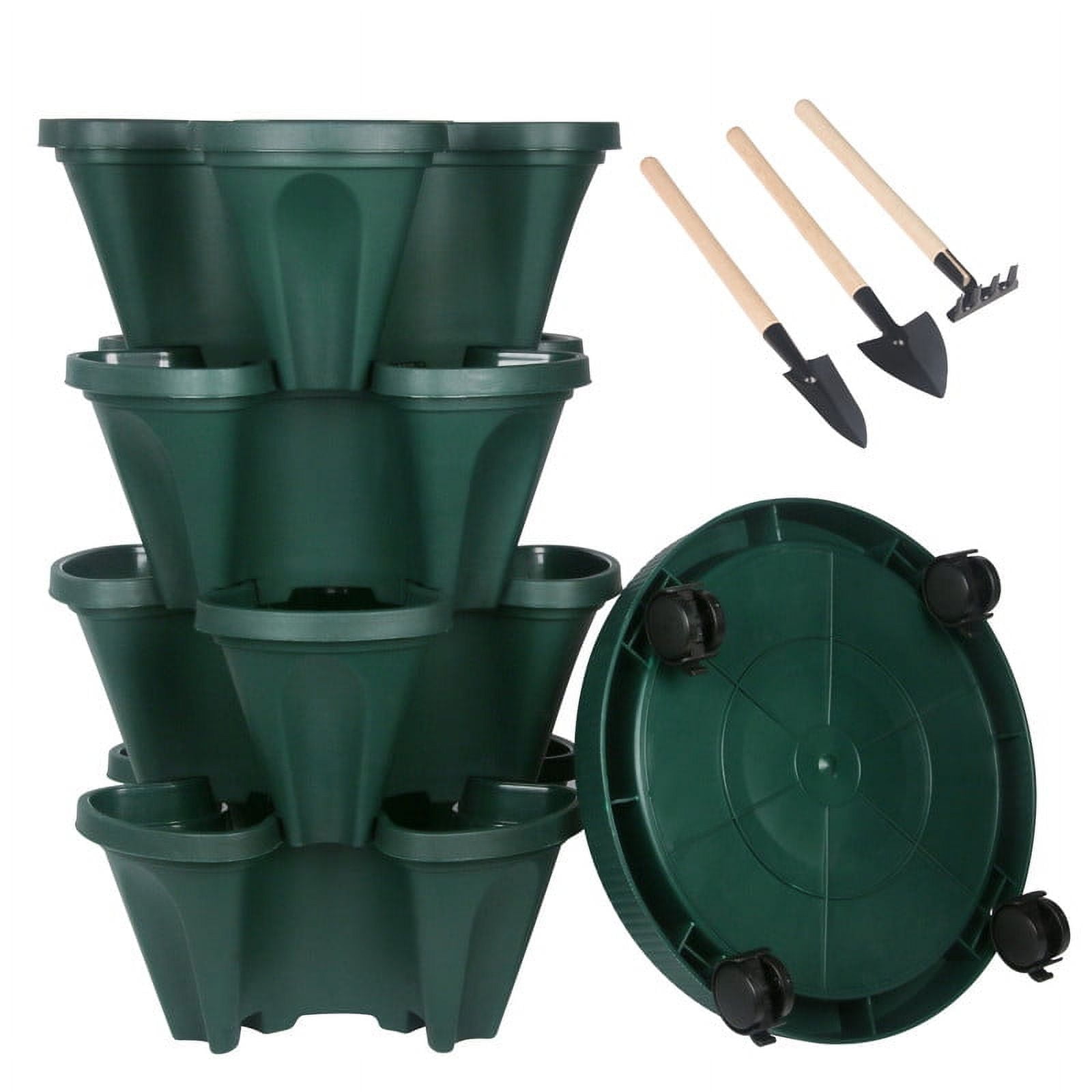 4-Tier Stack Planter | Vertical Garden Tower for Herbs, Strawberries ...