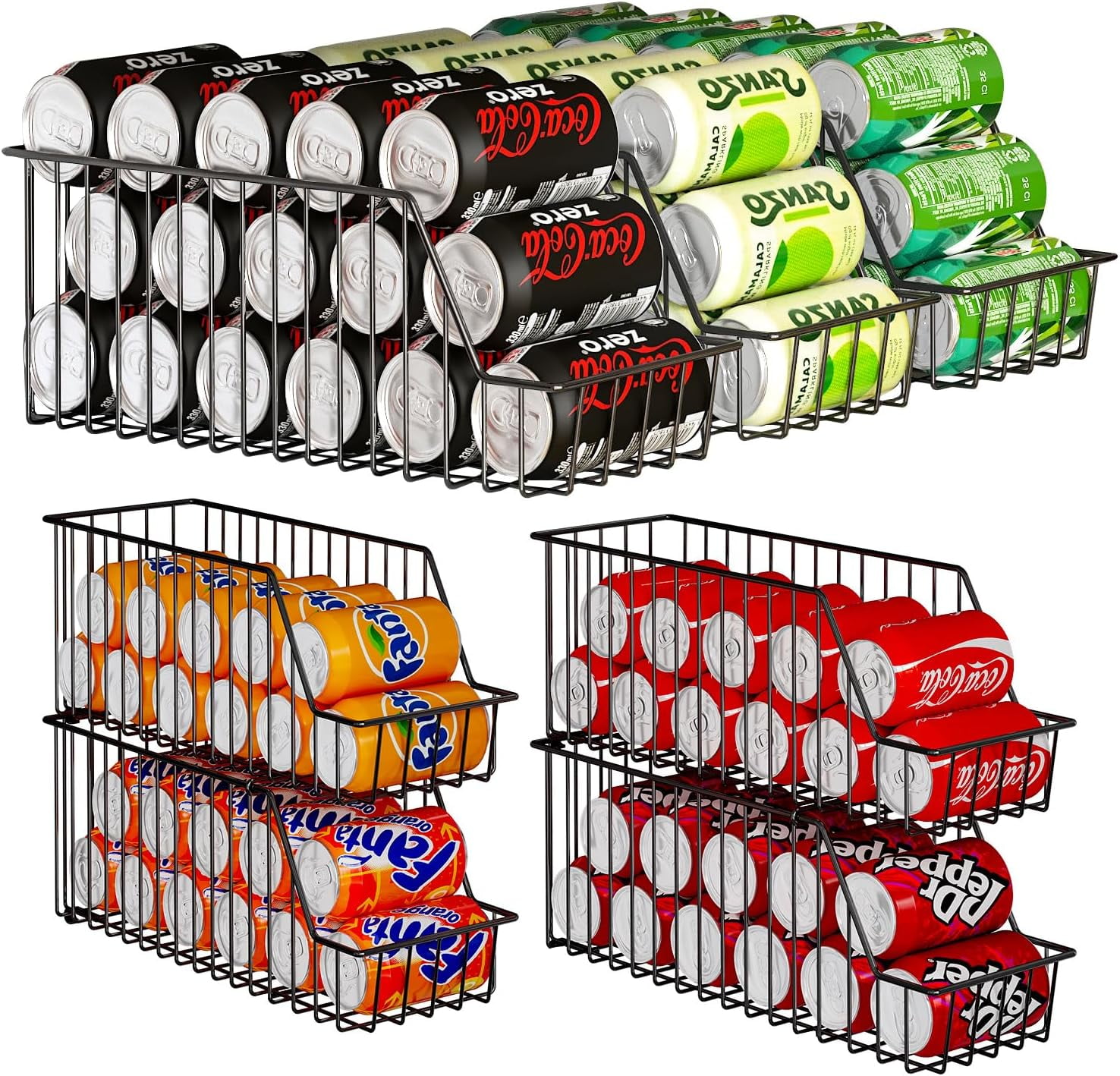 4-Tier Stackable Can Rack Organizer for Kitchen Pantry,Max Can Storage ...