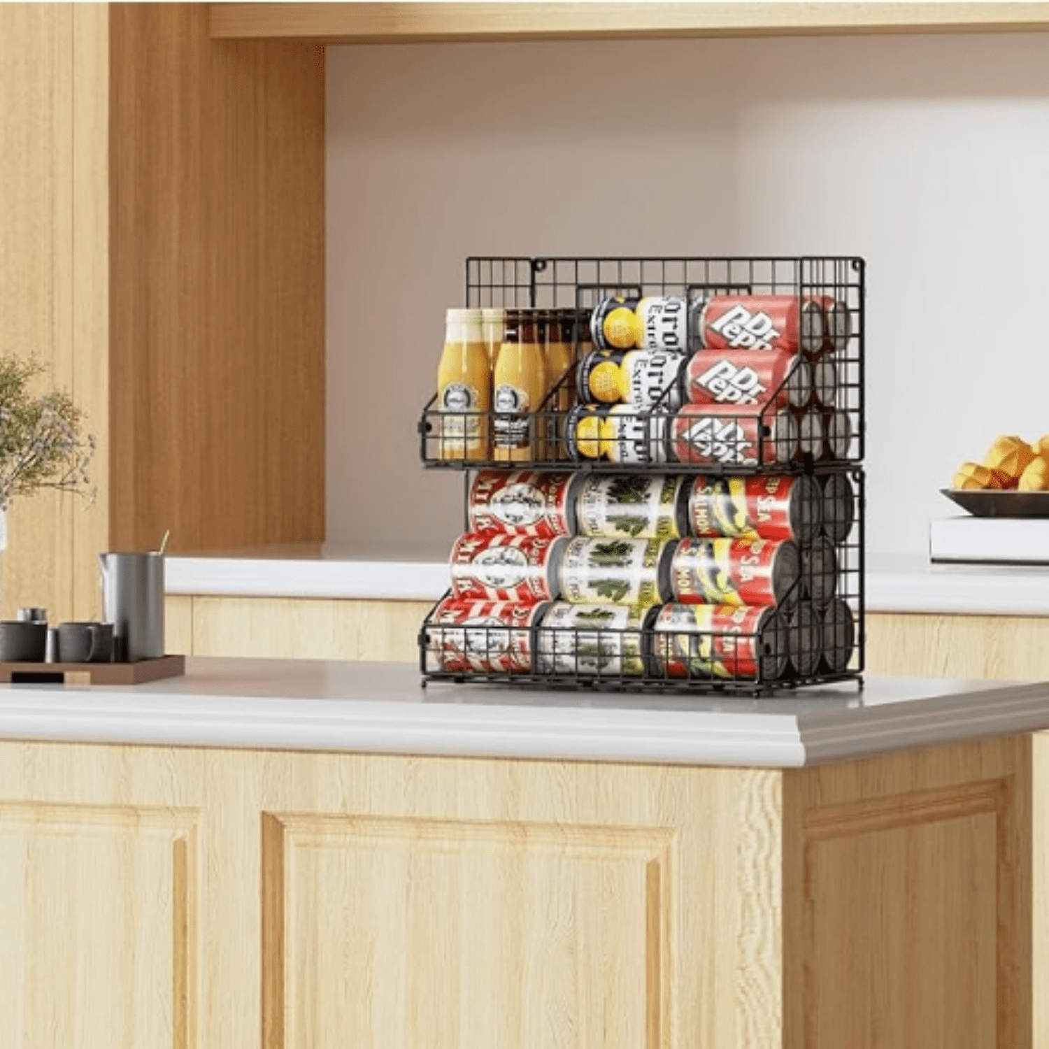 4-Tier Stackable Can Rack Organizer for Pantry,Max Can Storage Holder ...