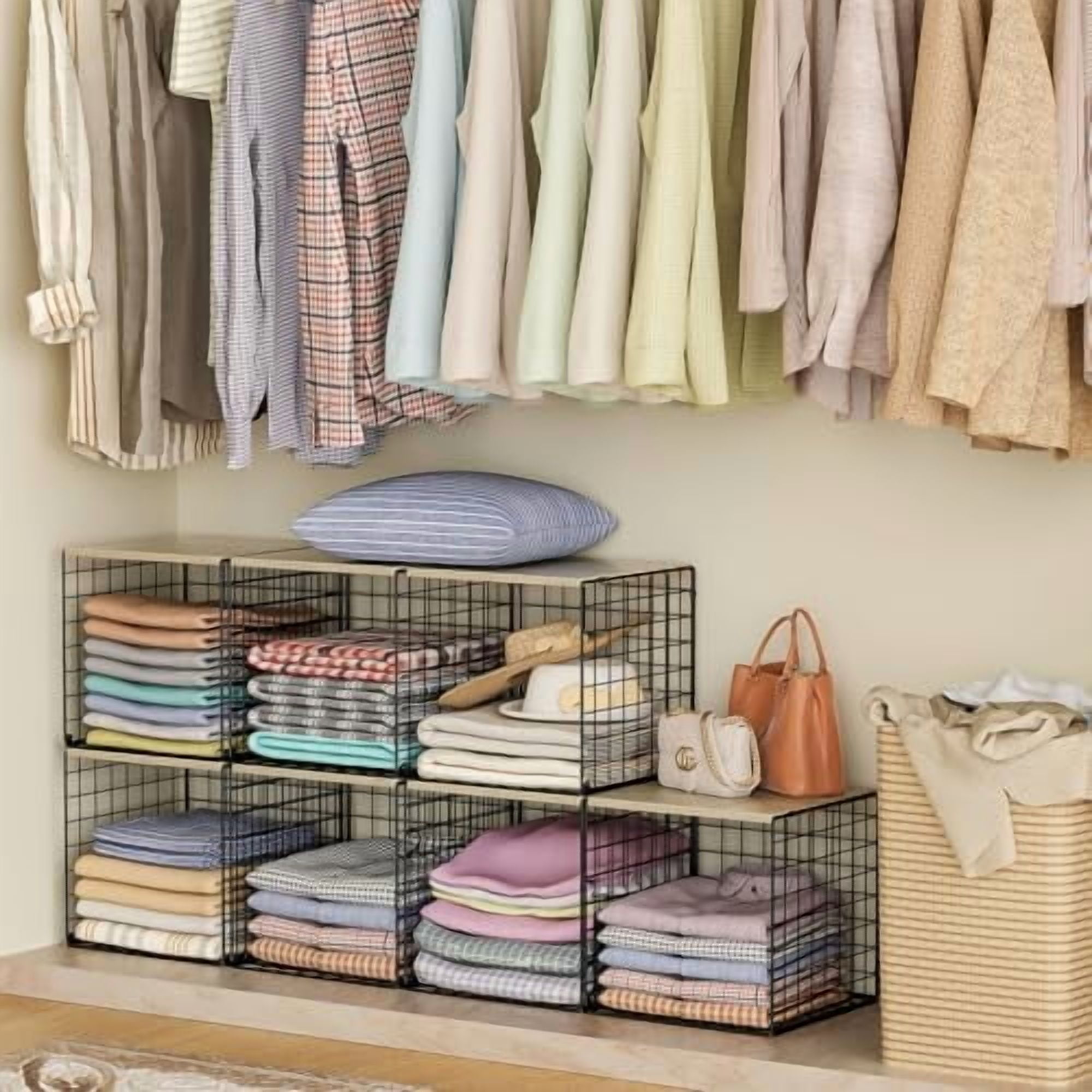 4-Tier Stackable Closet Organizers and Storage Basket, Shelves with ...