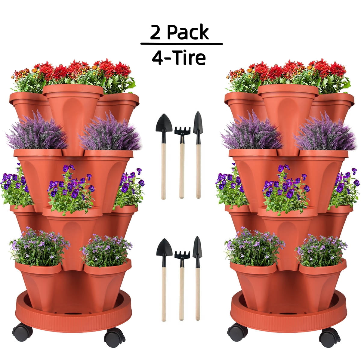 4 Tier Stackable Planter, Vertical Garden Planter, Indoor/Outdoor Herb ...