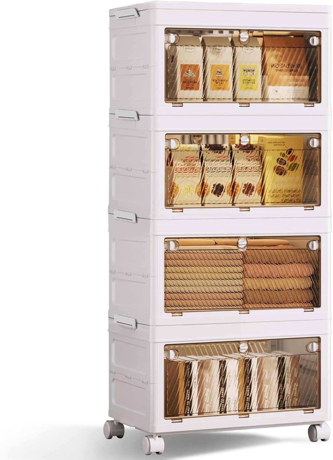 4-Tier Stackable Plastic Storage Bins - 37QT Stackable Storage Bins ...