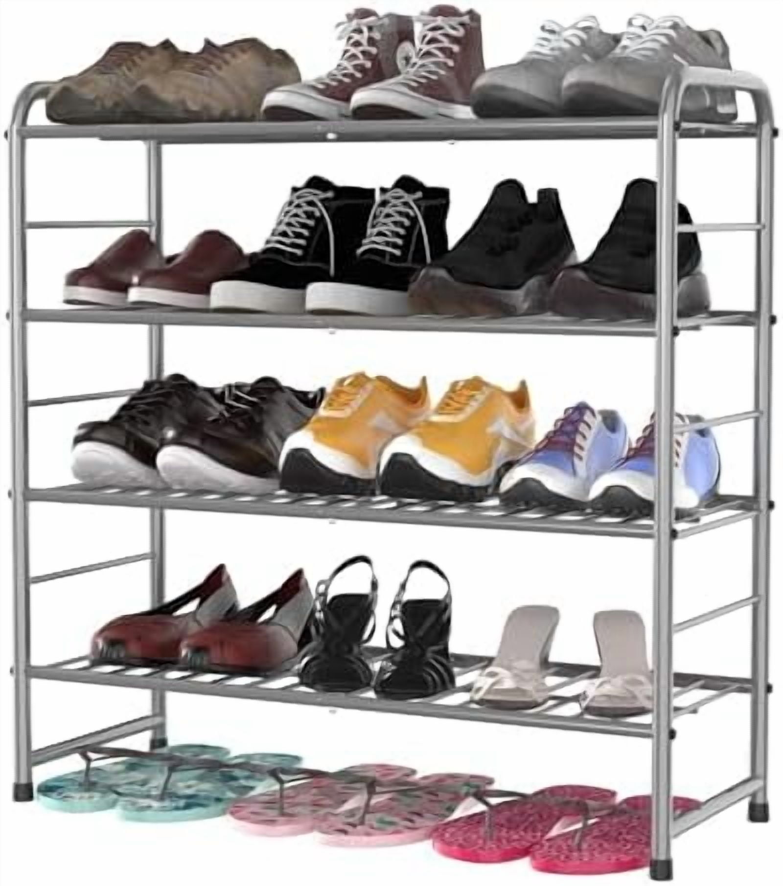 4-Tier Stackable Shoe Rack,Expandable & Adjustable Shoe Organizer ...