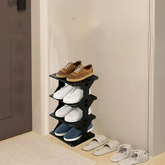 4-Tier Stackable Shoe Rack - Modular Shoe Organizer, Freely Adjustable ...
