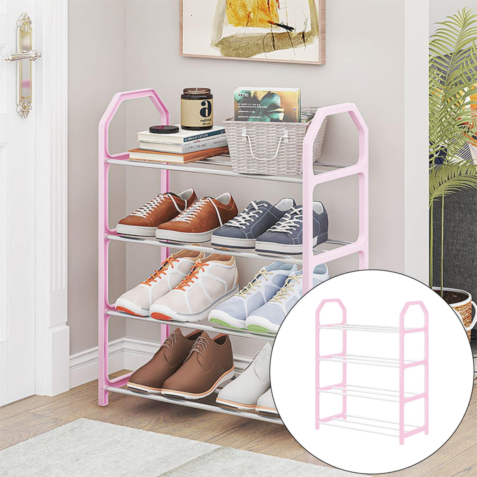 4-Tier Stackable Shoe Rack Organizer Carbon Steel Frame, Ventilated ...