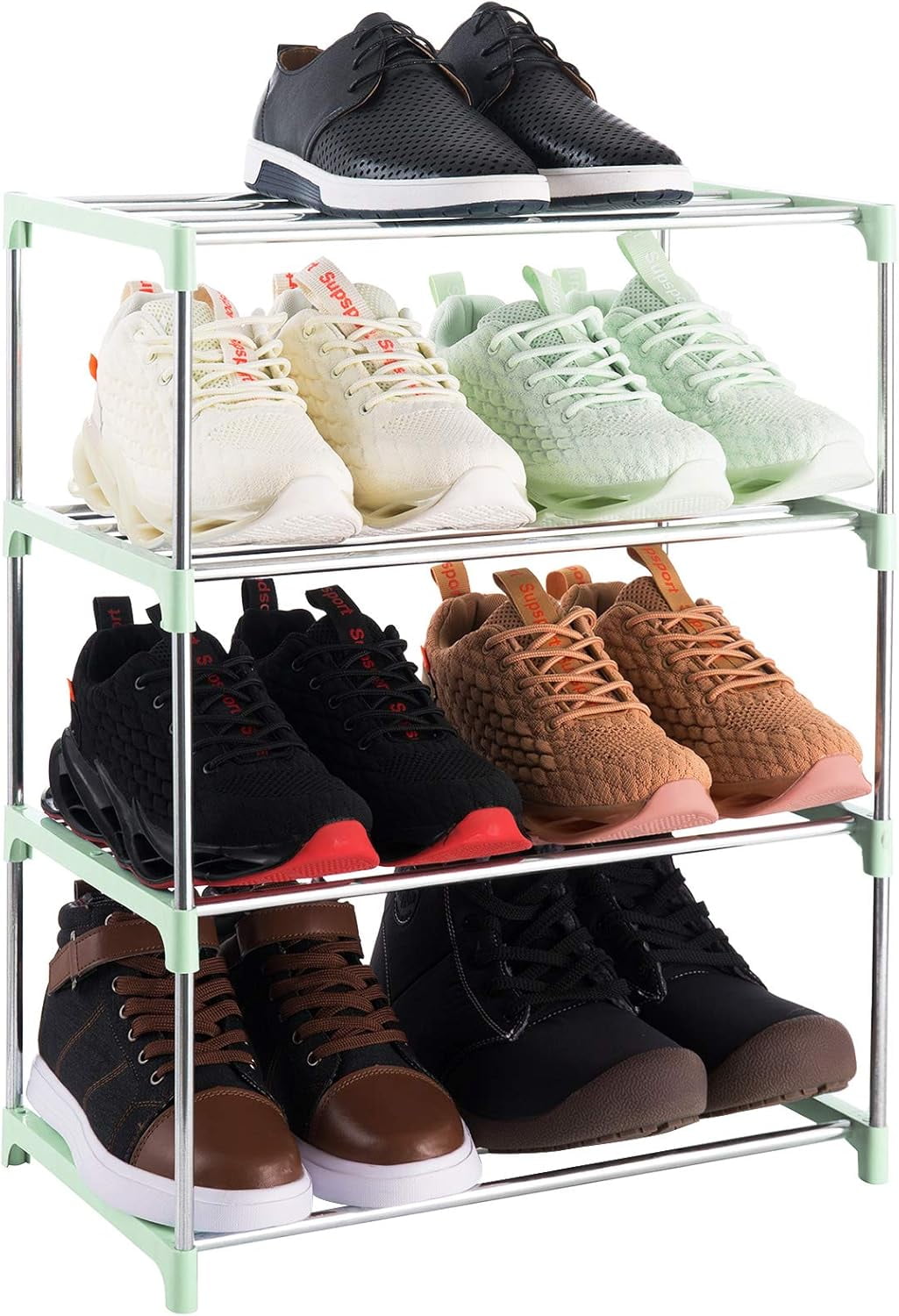 4-Tier Stackable Small Shoe Rack, Lightweight Shoe Shelf Storage ...