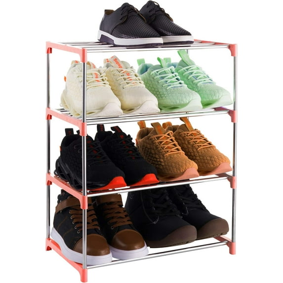4-Tier Stackable Small Shoe Rack, Lightweight Shoe Shelf Storage ...