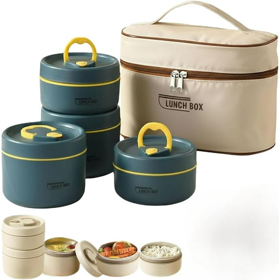 4-Tier Stackable Stainless Steel Lunch Box Set with Insulated Bag ...
