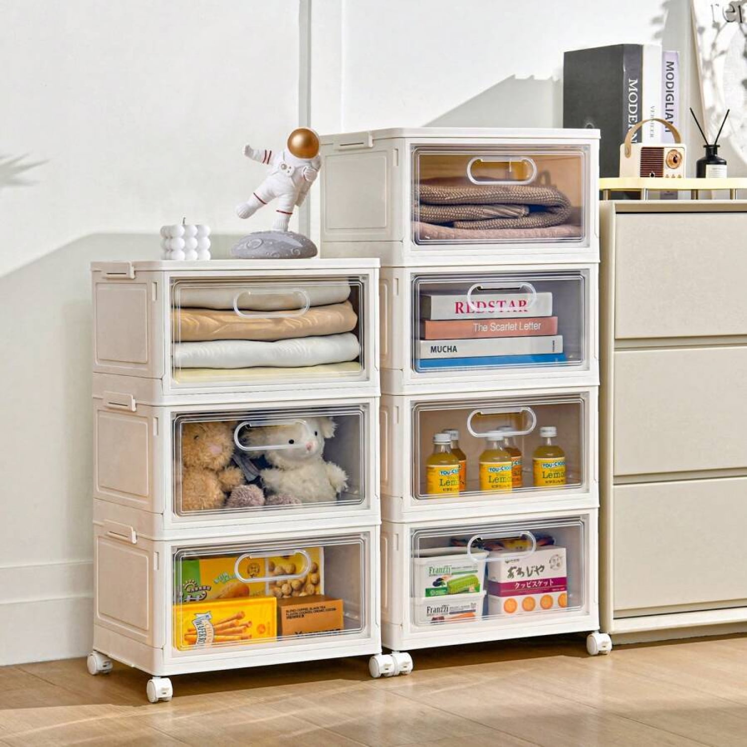 4 Tier Stackable Storage Bins, Clear Plastic Storage Bins With Magnetic ...