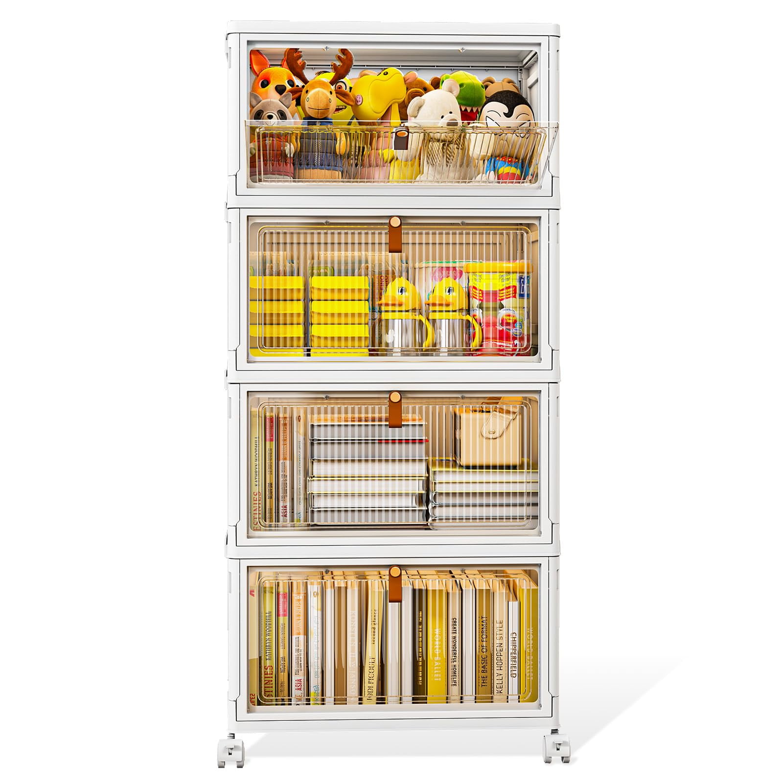4 Tier Stackable Storage Bins with Lids, 28Qt Storage Containers with ...