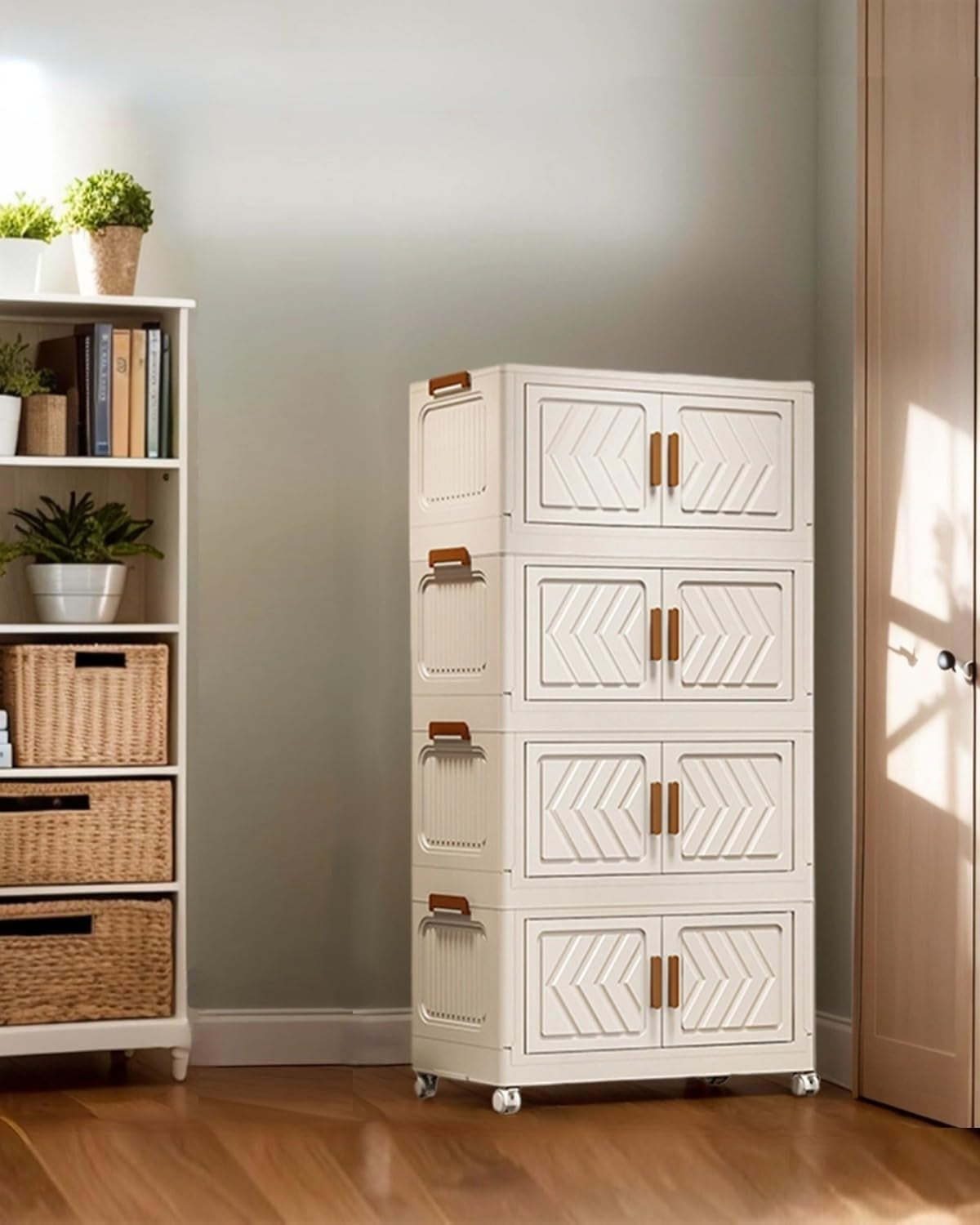 4 Tier Stackable Storage Bins with Lids & Magnetic Doors, 15.75"x10.24 ...