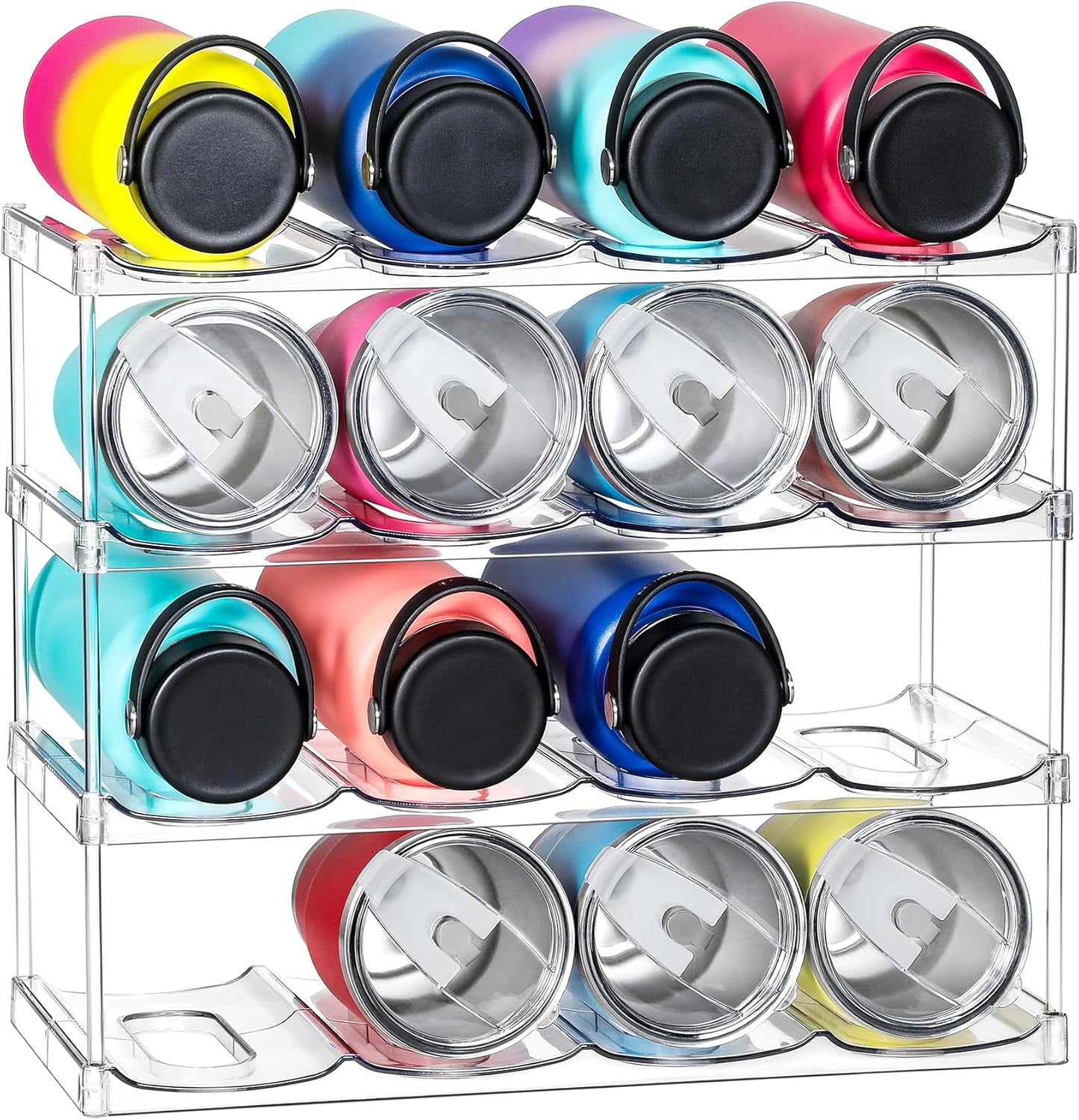 4 Tier Stackable Water Bottle Organizer Holder for Cabinet - for ...