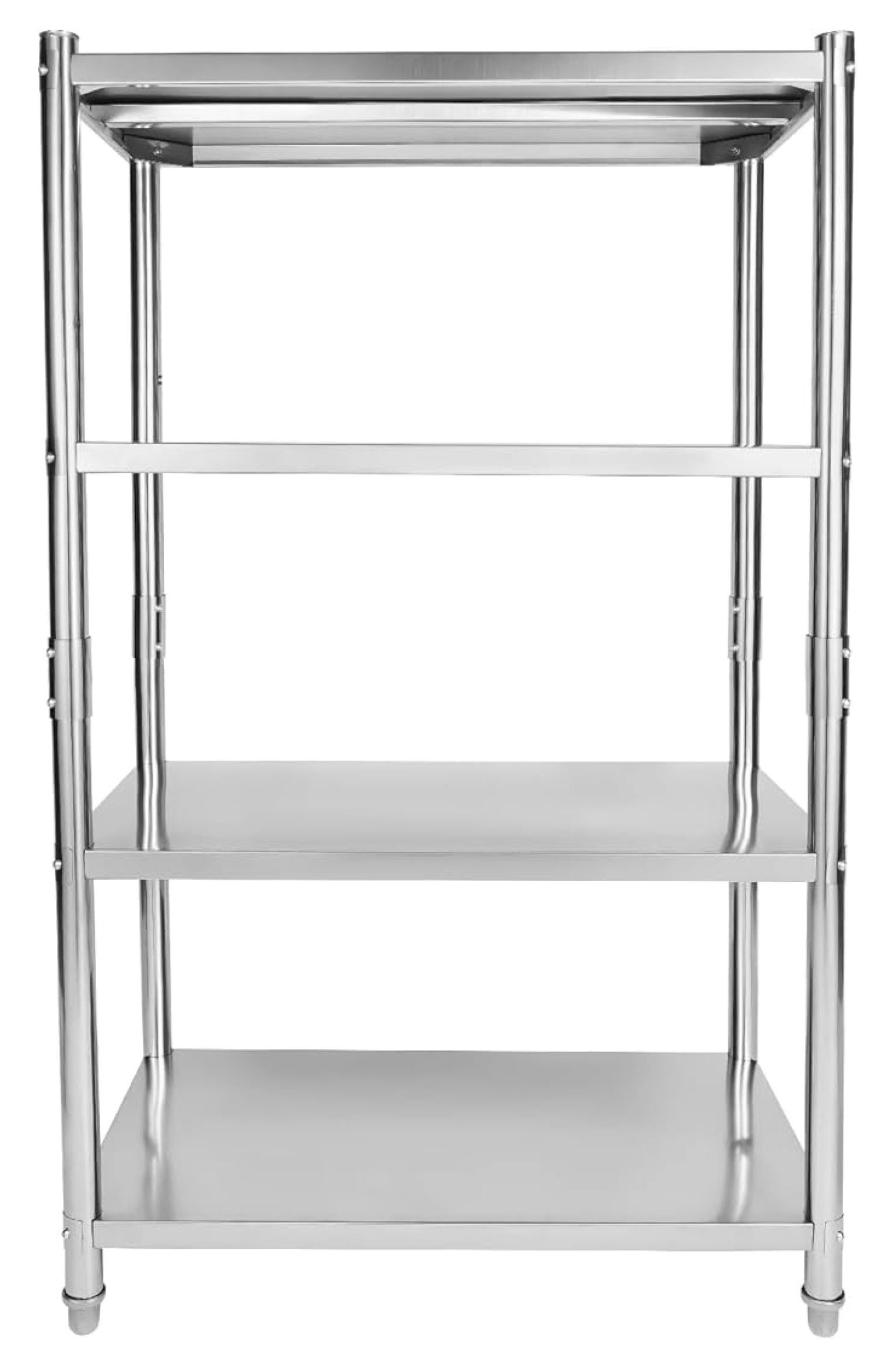 4-Tier Stainless Steel Shelf, Adjustable Shelf Storage Unit Stainless ...