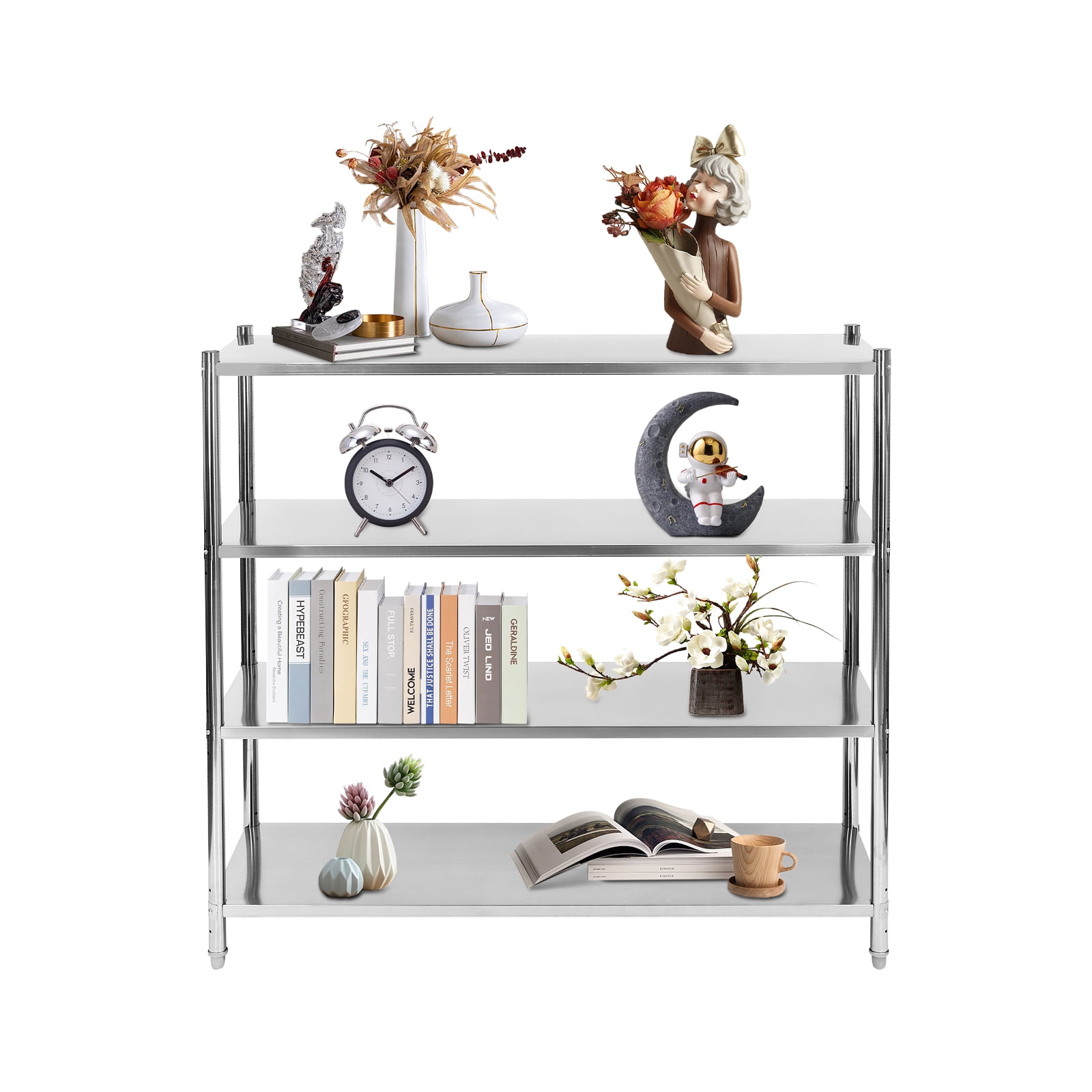 4-Tier Stainless Steel Shelf Rack,Kitchen Storage Shelving Unit ...