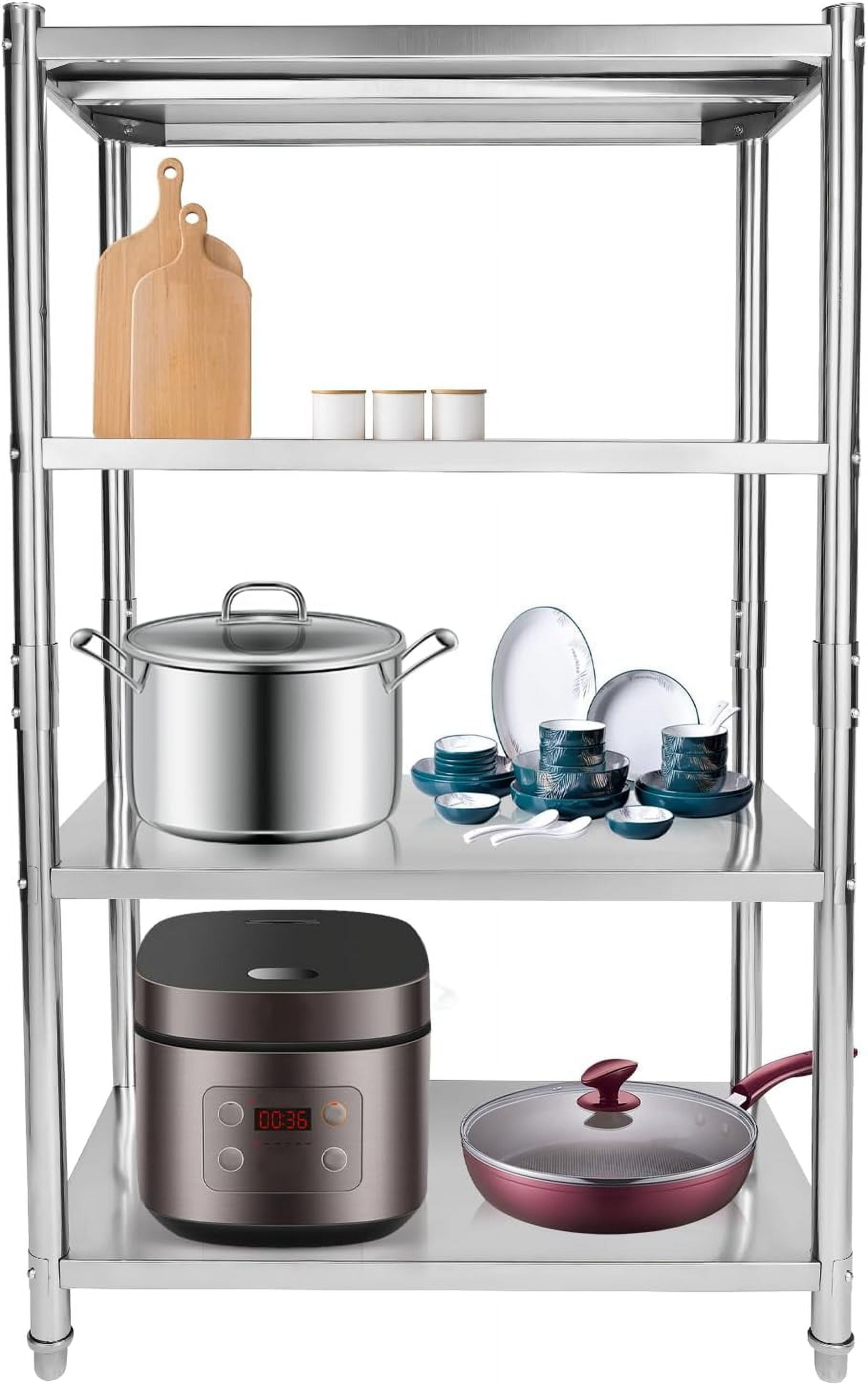 4 Tier Stainless Steel Shelving, 31.5'' x18.5'' x 51.8'' Adjustable ...