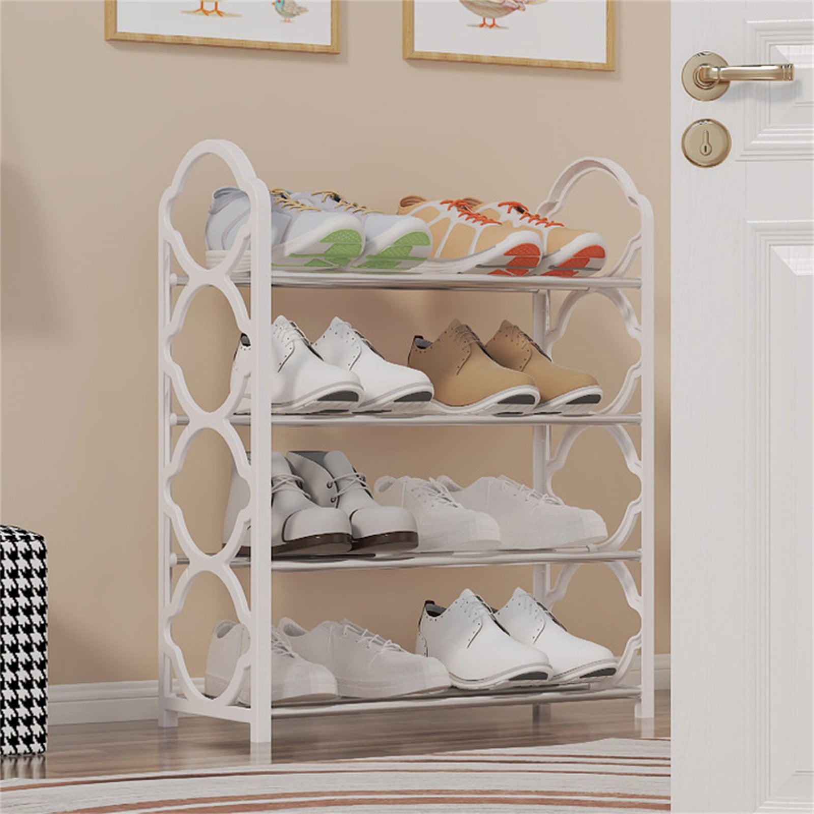 4 Tier Stainless Steel Shoe Rack Easy To Install And Space Saving Shoes ...