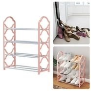Mainstays 4-Tier Shoe Rack White Plastic Frame, Gray Coating, up to 12 ...