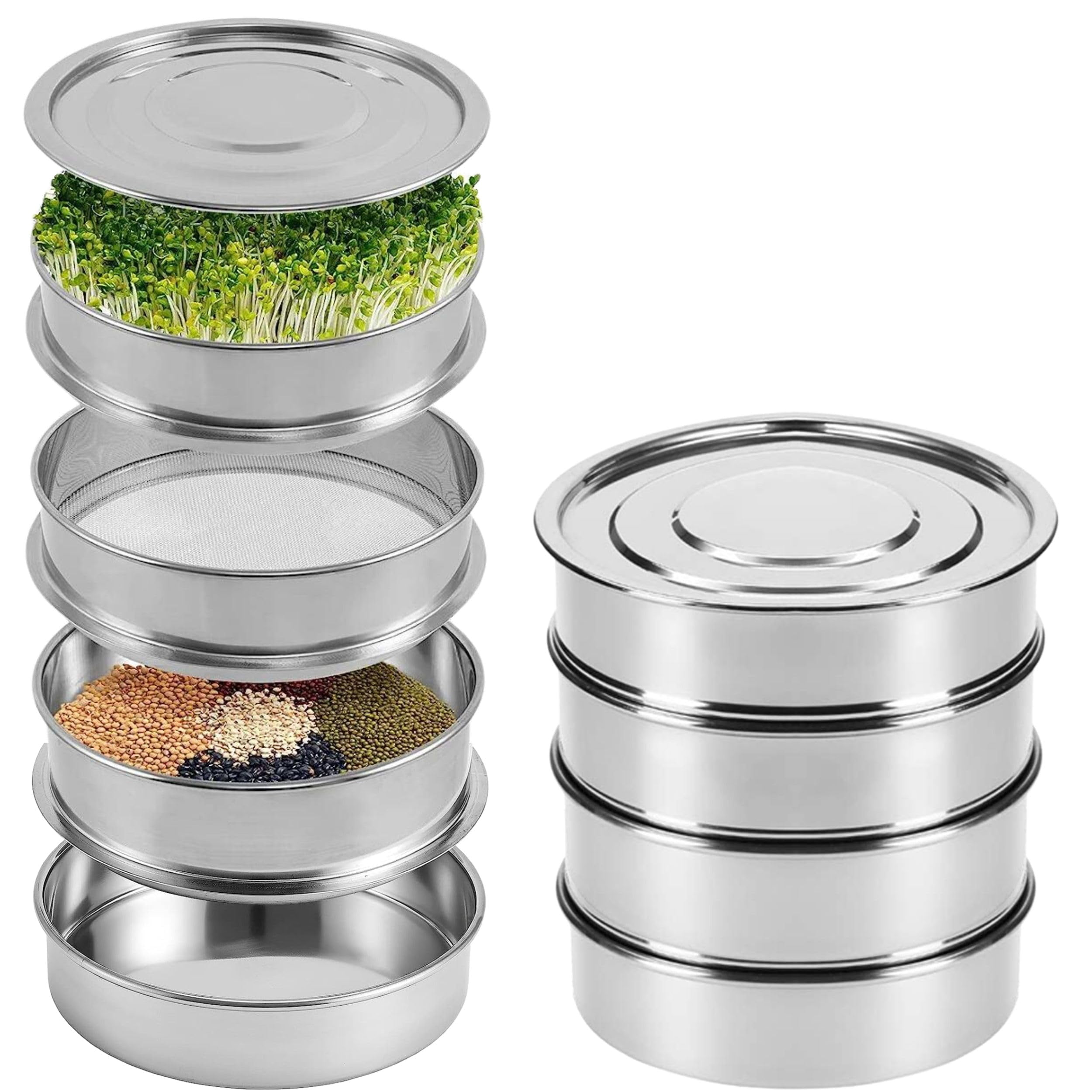 4 Tier Stainless Steel Sprouting AIS1 Kit - 6" Germination Trays ...