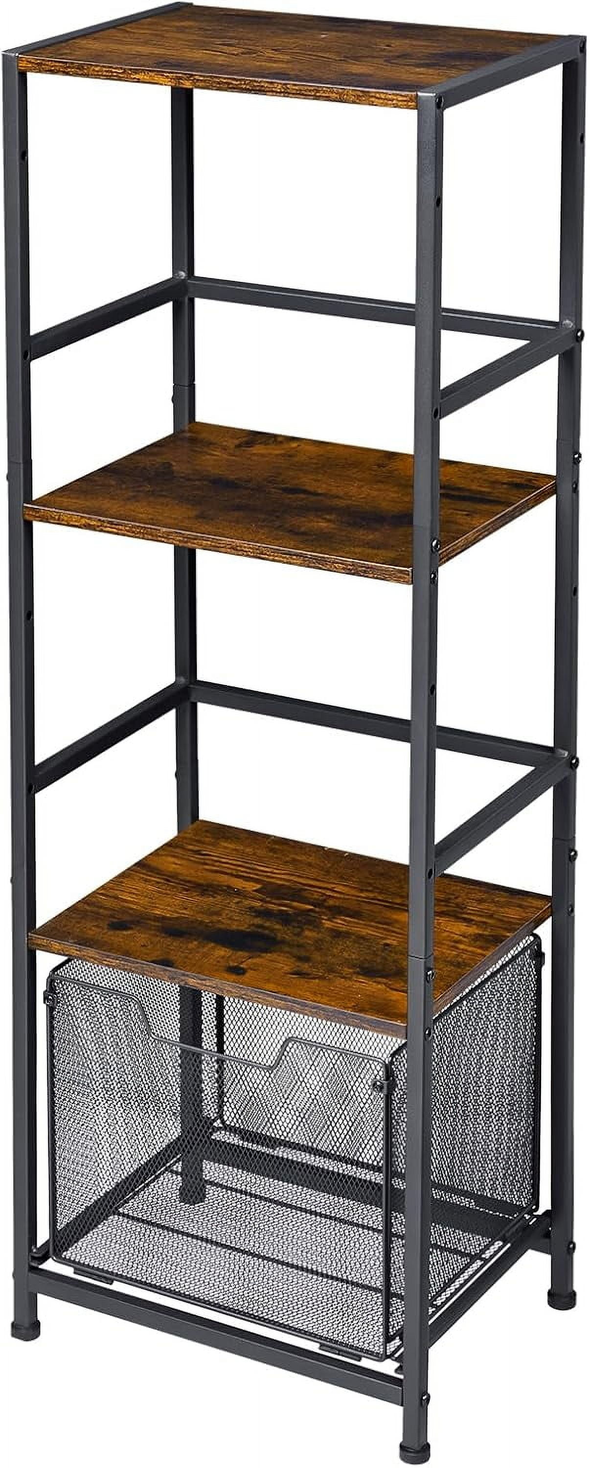 4-Tier Standing Storage Shelves, Narrow Shelving Unit for Small Places ...
