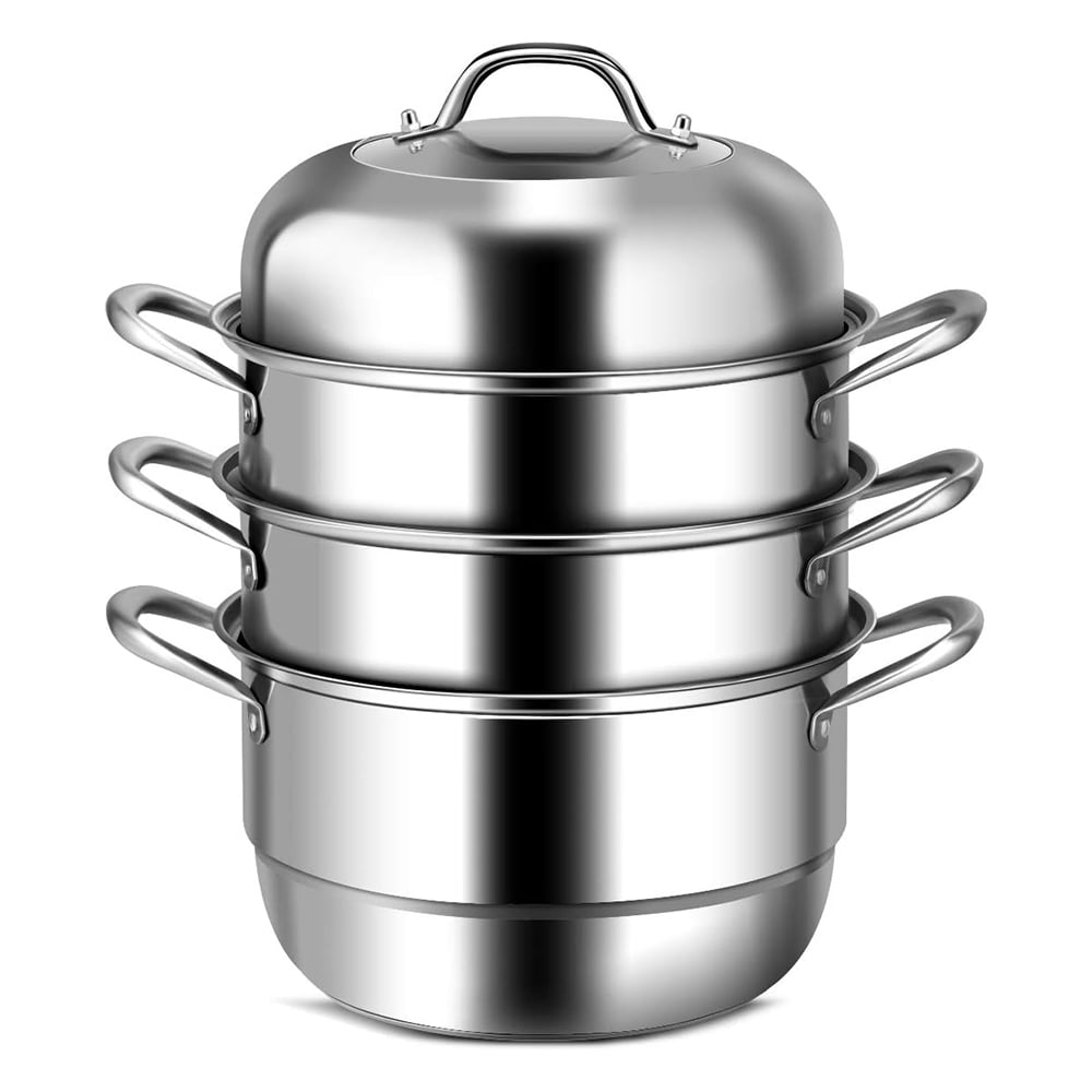 4-Tier Steamer for Cooking, 11 Inch Stainless Steel Steamer Pot with ...