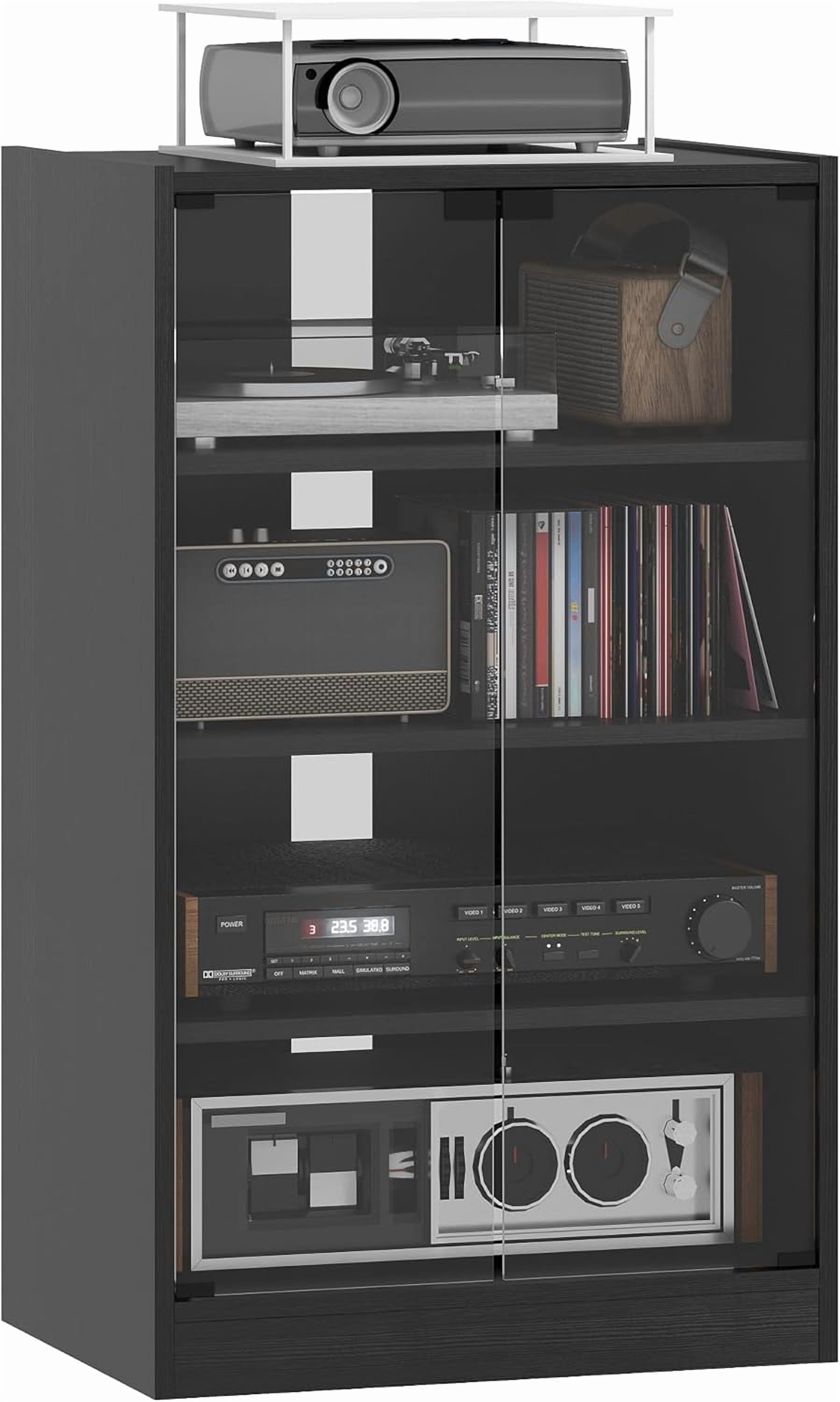 4-Tier Stereo Cabinet, Record Player Stand with Vinyl Record Storage ...