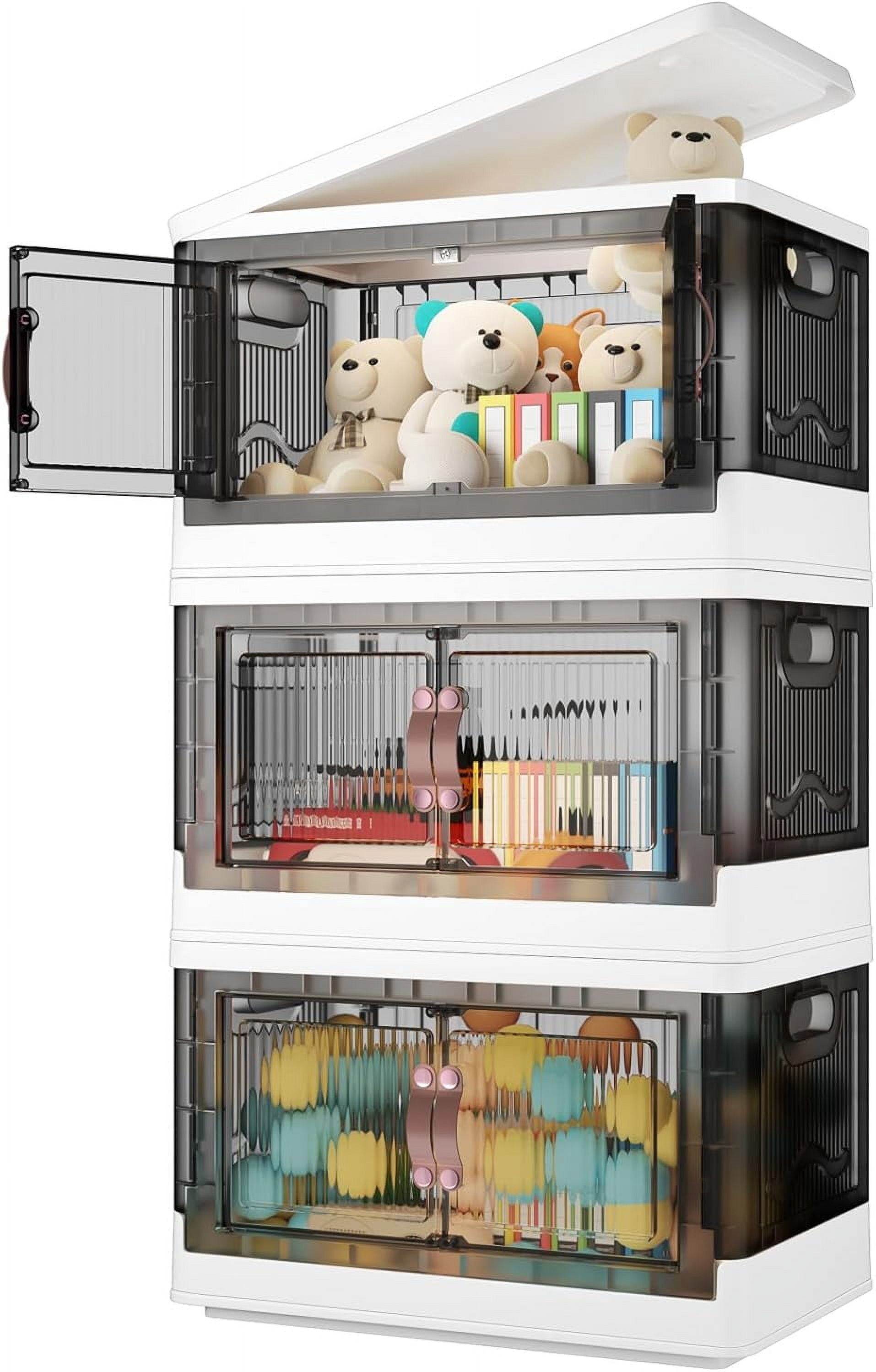 4 Tier Storage Bins with Lid 28QT - Stackable Storage Bins with Wheels ...
