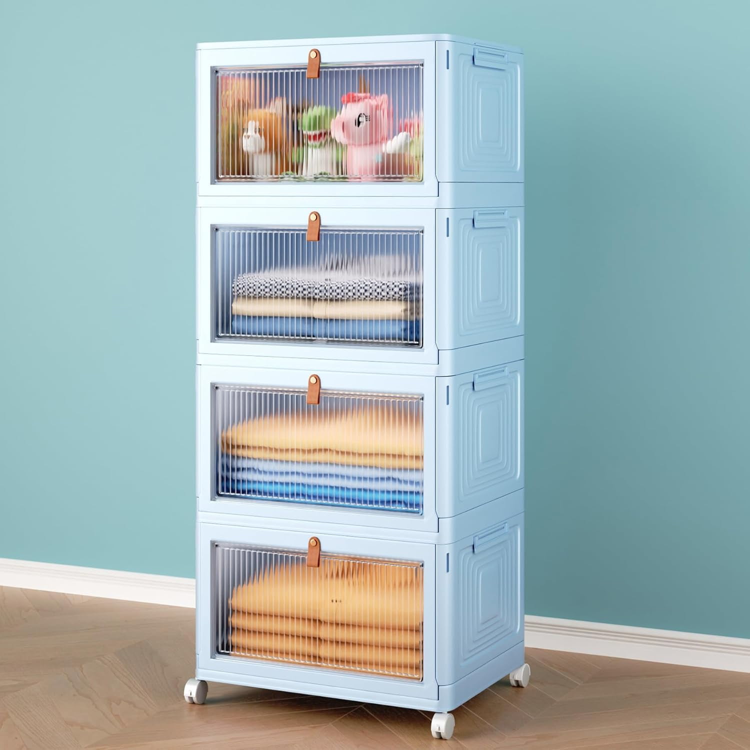4 Tier Storage Bins with Lids, 23QT Stackable Closet Organizers and ...