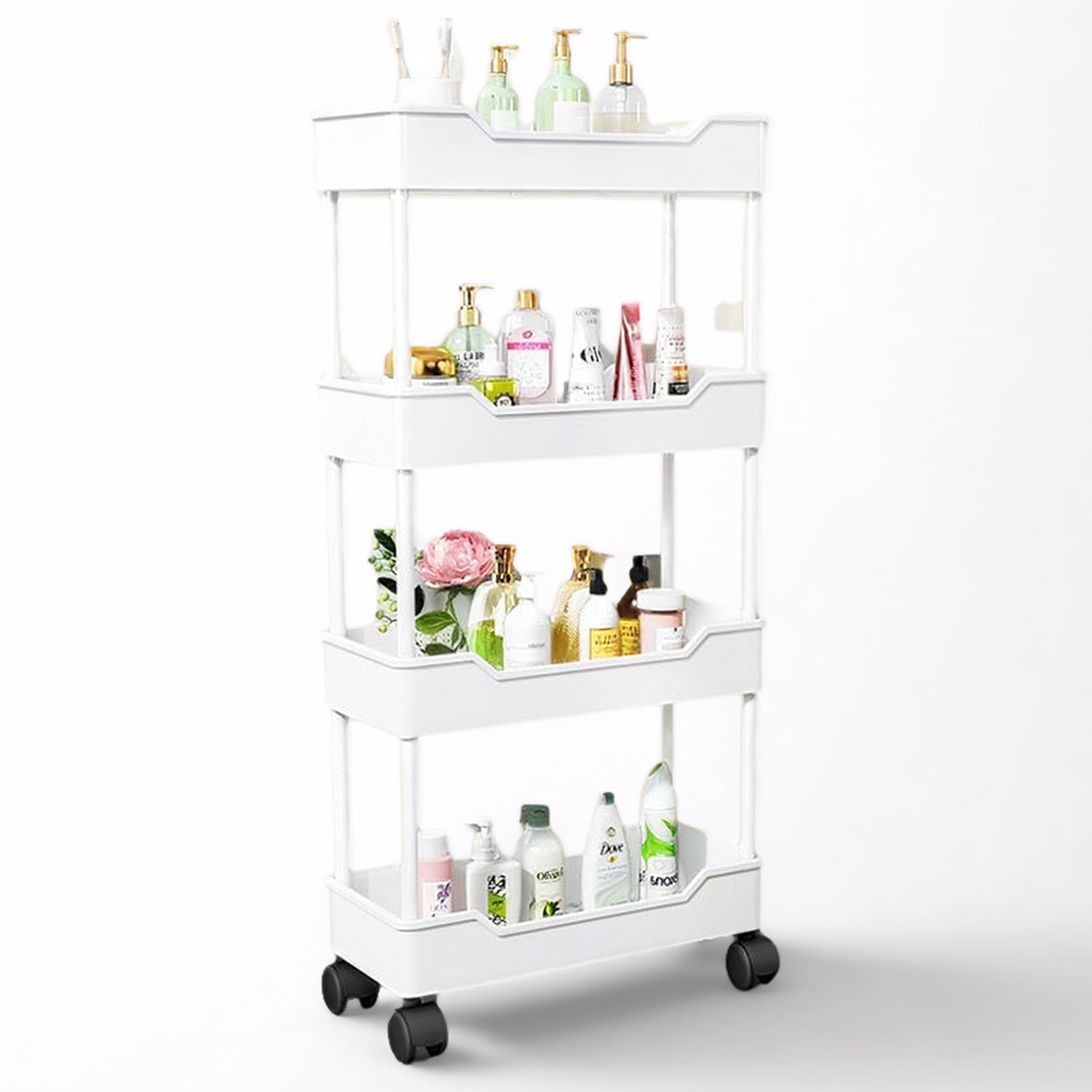 4-Tier Storage Cart,Multifunction Rolling Storage Cart,Storage ...