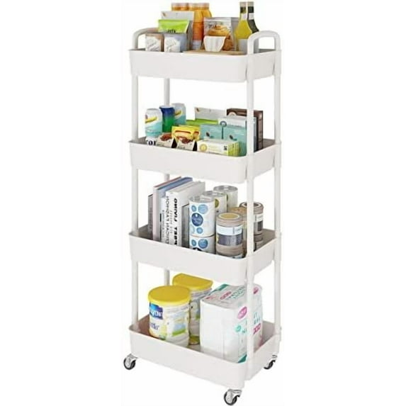 4-Tier Storage Carts,Multifunction Utility Rolling Cart Kitchen Storage ...