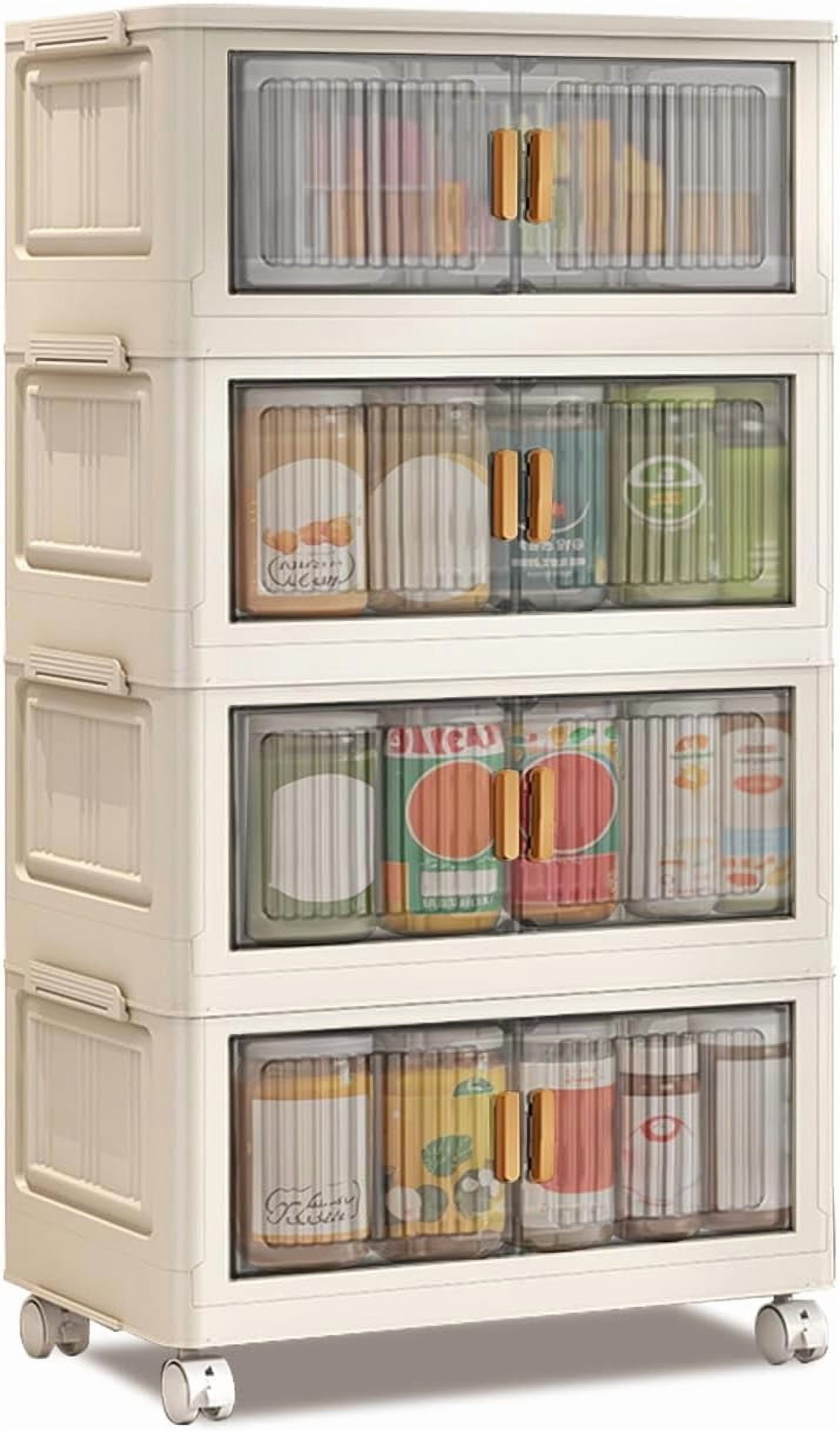4-Tier Storage Organizer with Doors & Wheels, Living Room, 31.5x15.7x57 ...