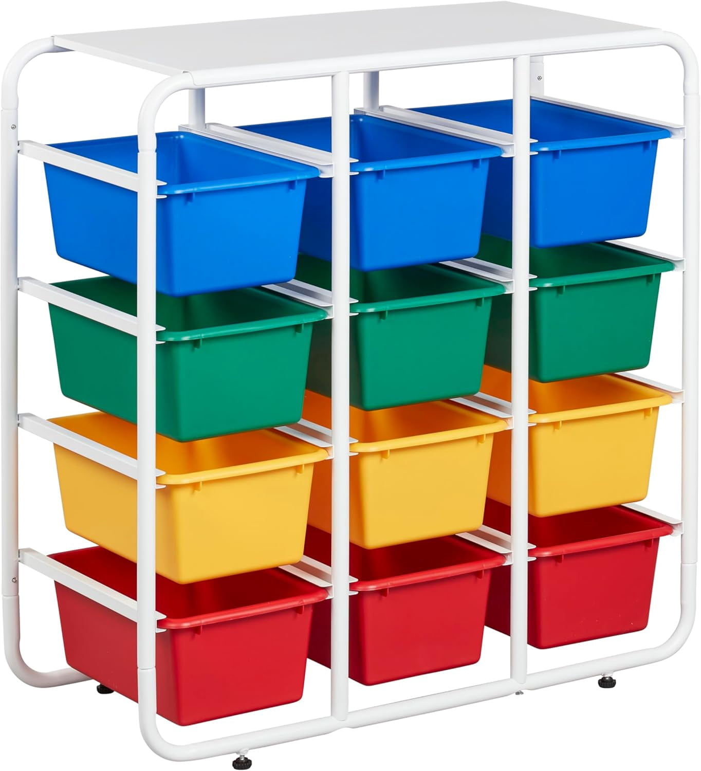 4-Tier Storage Rack with 12 Cubby Bins 4x3 Multipurpose Organization ...