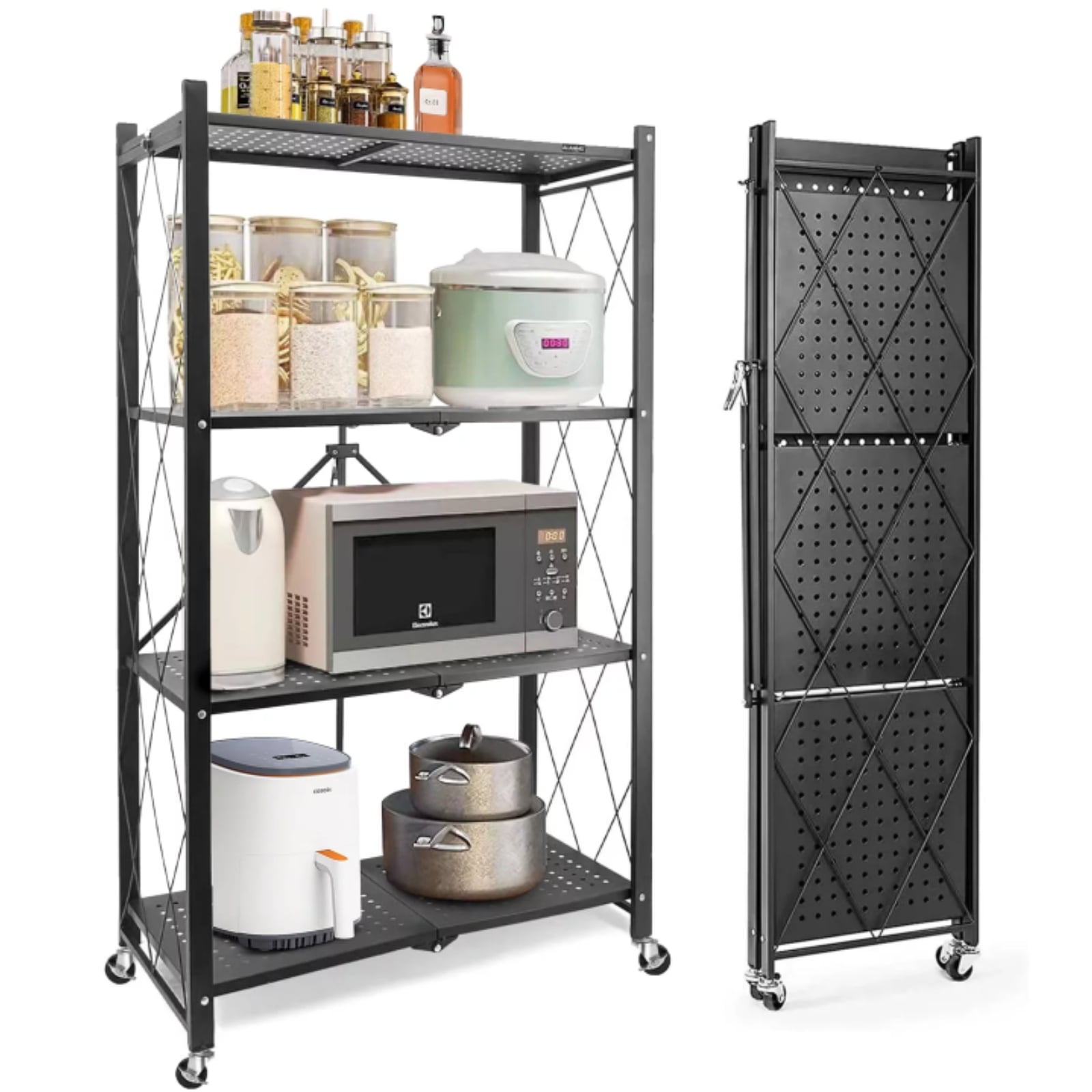 4 Tier Storage Shelf Wire Shelving Unit Storage Rack Metal for Kitchen ...
