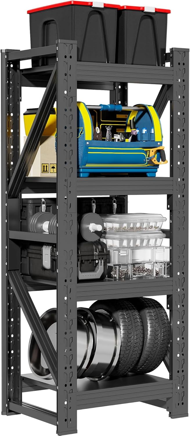 4-Tier Storage Shelves,79" H Heavy-Duty Garage Shelving Unit,Adjustable ...