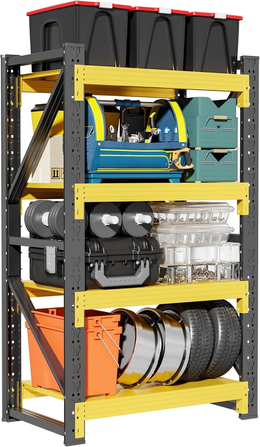 4-Tier Storage Shelves,79" H Heavy-Duty Garage Shelving Unit,Adjustable ...