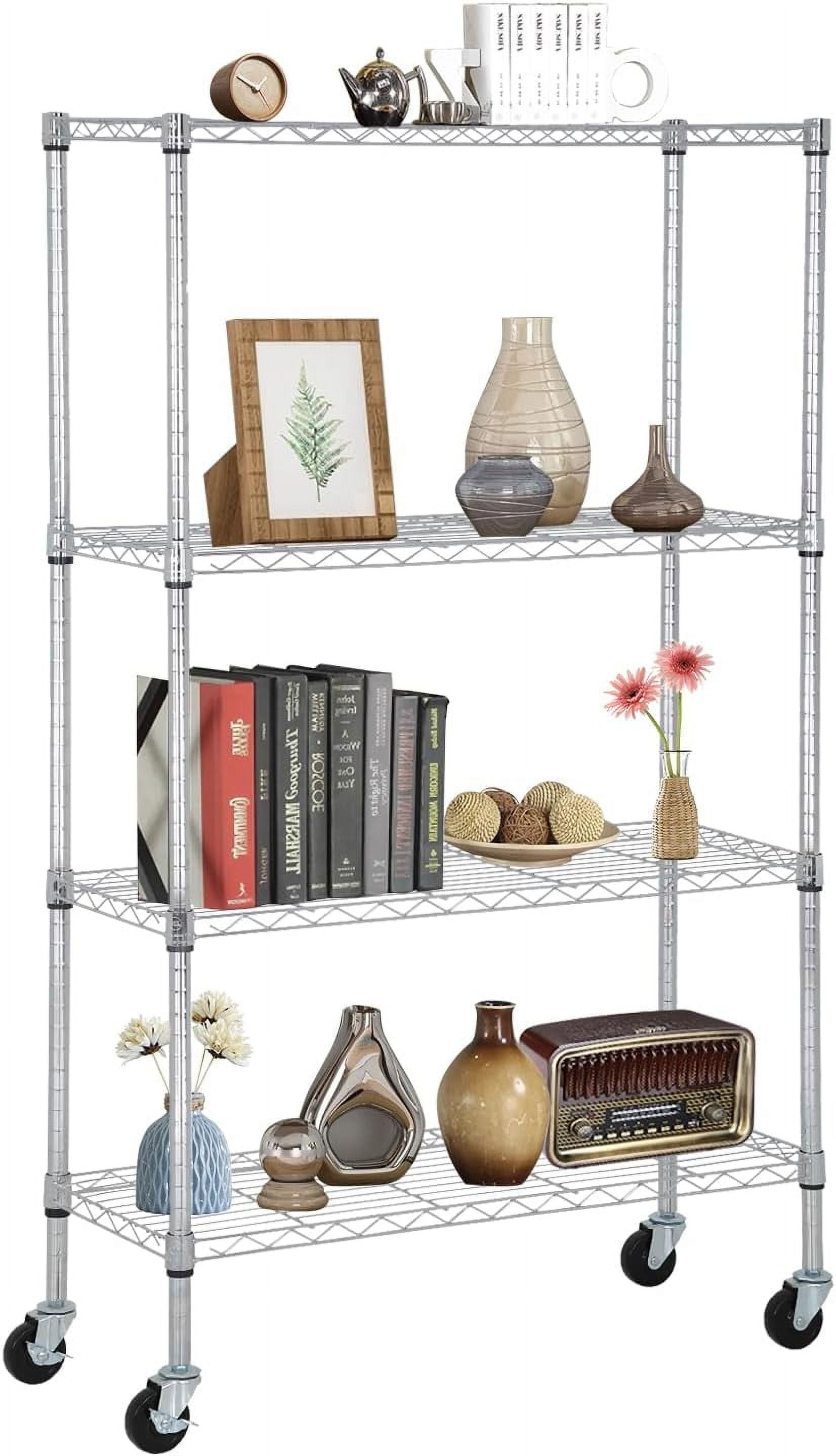 4 Tier Storage Shelves, Metal Storage Rack Wire Shelving Unit ...