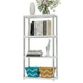 GOANDO 4 Tier Plastic and Metal Shelving Unit, White Storage Rack for ...
