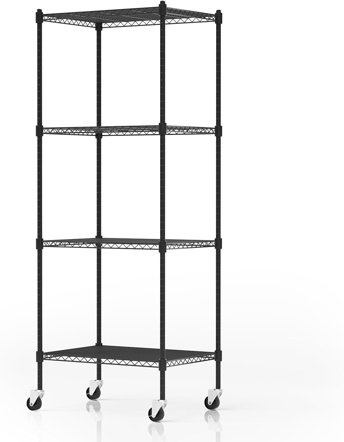 4 Tier Storage Shelves with Wheels, Heavy Duty Metal Garage Shelving ...