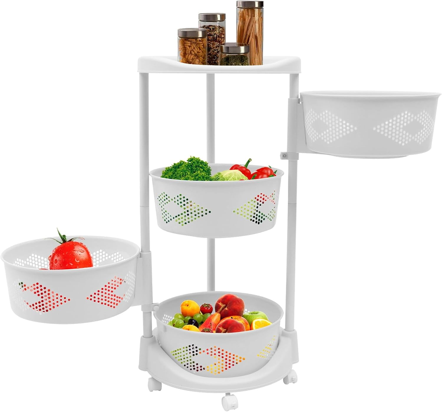 4 Tier Swivel Shelf, Portable Removable Vegetable and Fruit Storage ...