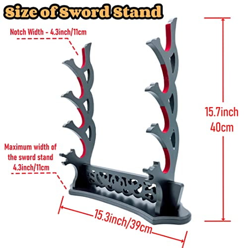 4-Tier Sword Stand Vine Sword Rack Table Display Stand for Katana ...