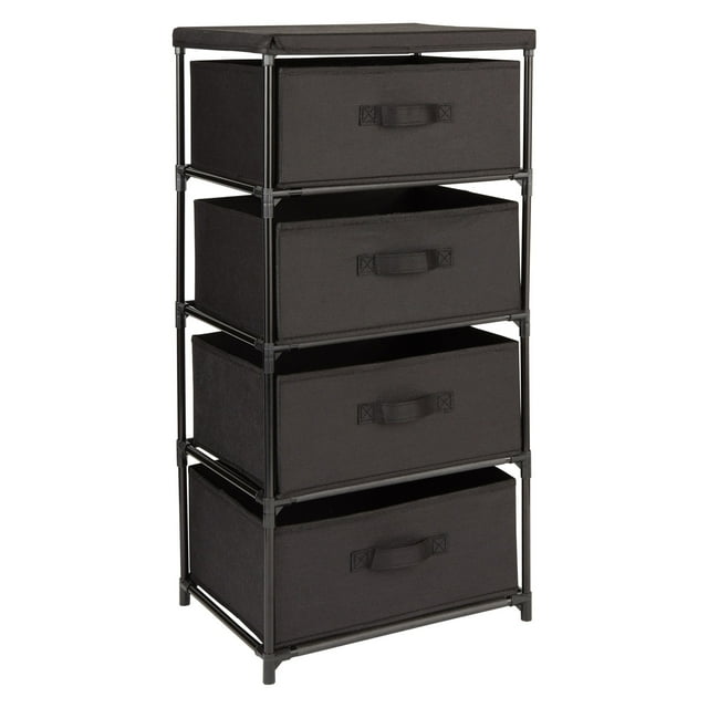 Walmart 4-Tier Black Fabric Closet Dresser - Clothes Organizer with ...
