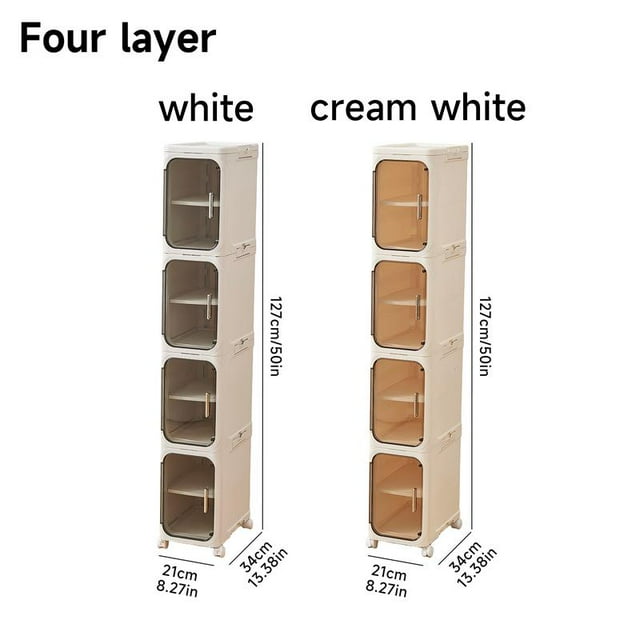4-Tier Tall Narrow Storage Cabinet, Slim Plastic Storage Organizer with ...