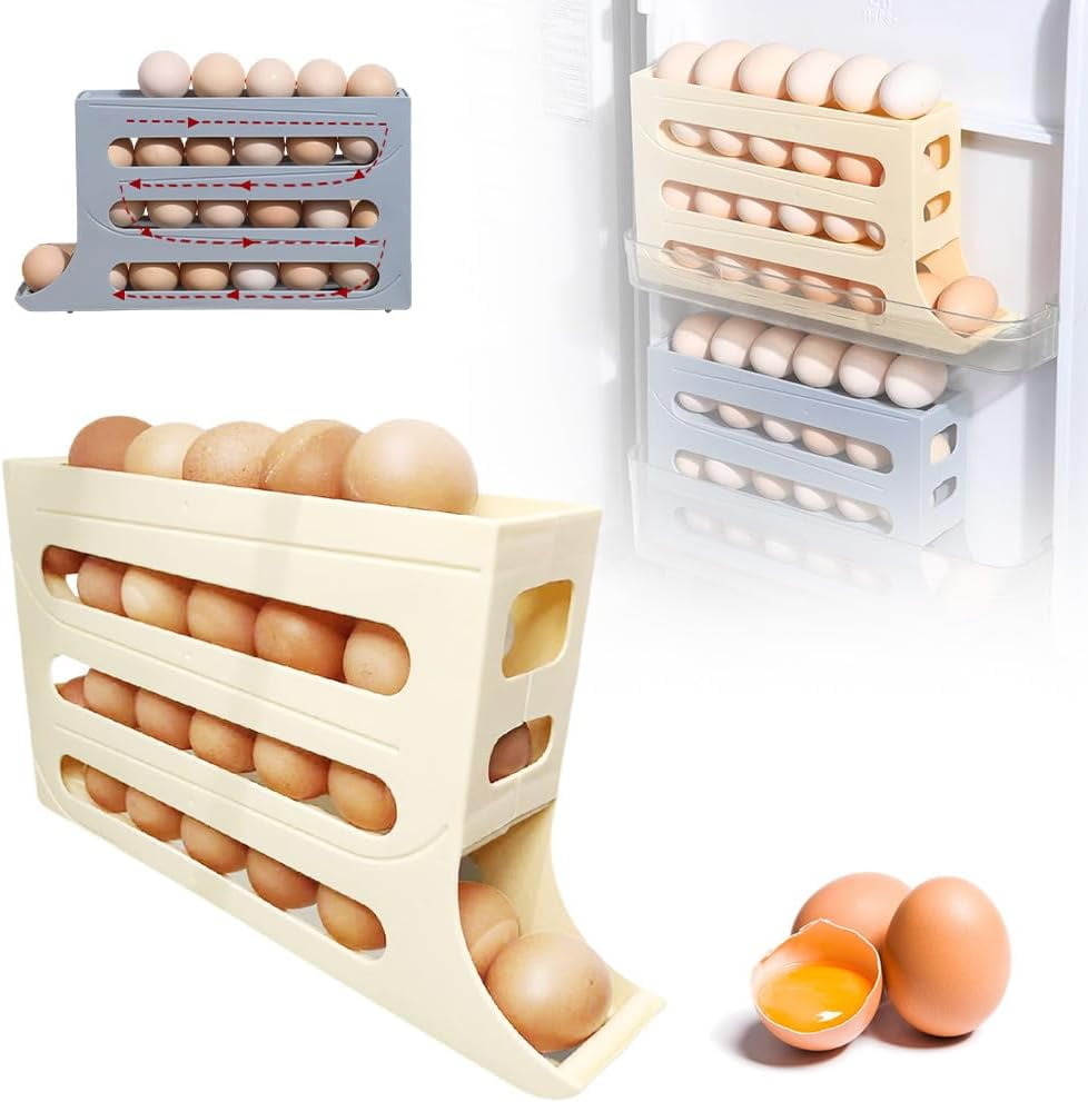 4-Tier Tilted Design Egg Storage Rack,2024 New Egg Holder For Fridge ...