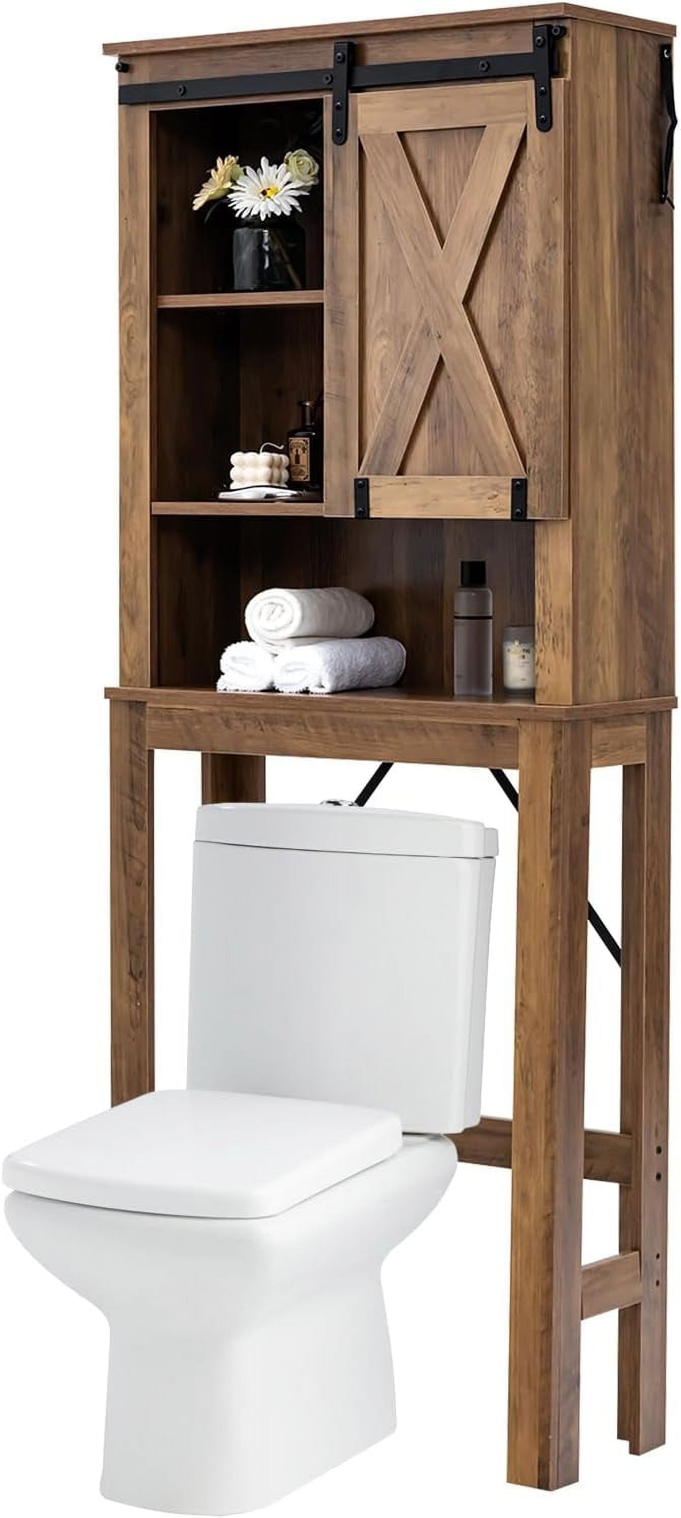 4-Tier Over The Toilet Storage Cabinet, Bathroom Toilet Rack with 3 ...