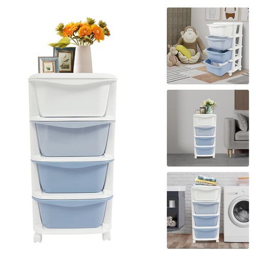 4 Tier Toy Organizer, Plastic Rolling Storage Cart with Wheels – 22 lbs ...