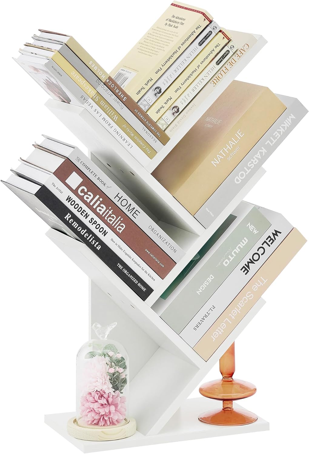 4 Tier Tree Bookshelf, Small Bookcase, Free Standing Tree Bookcase ...