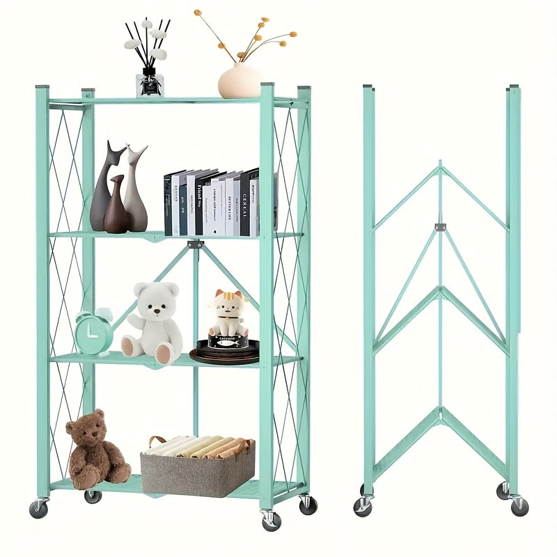 4-Tier Unassembled Storage Rack, Equipped with Wheeled Multi-Layer ...
