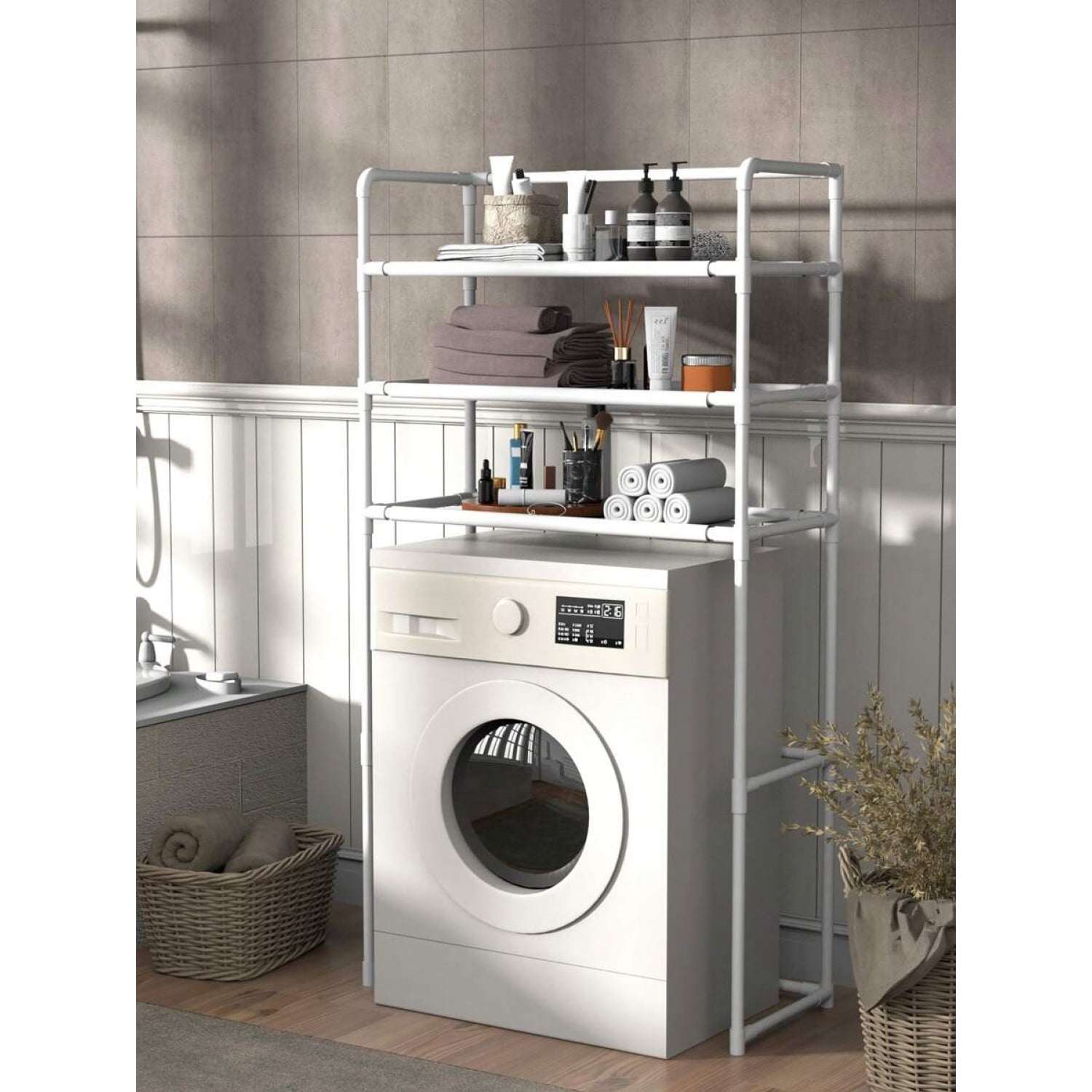 4-Tier Upgraded Washing Machine Storage Rack, Bathroom Toilet Over ...