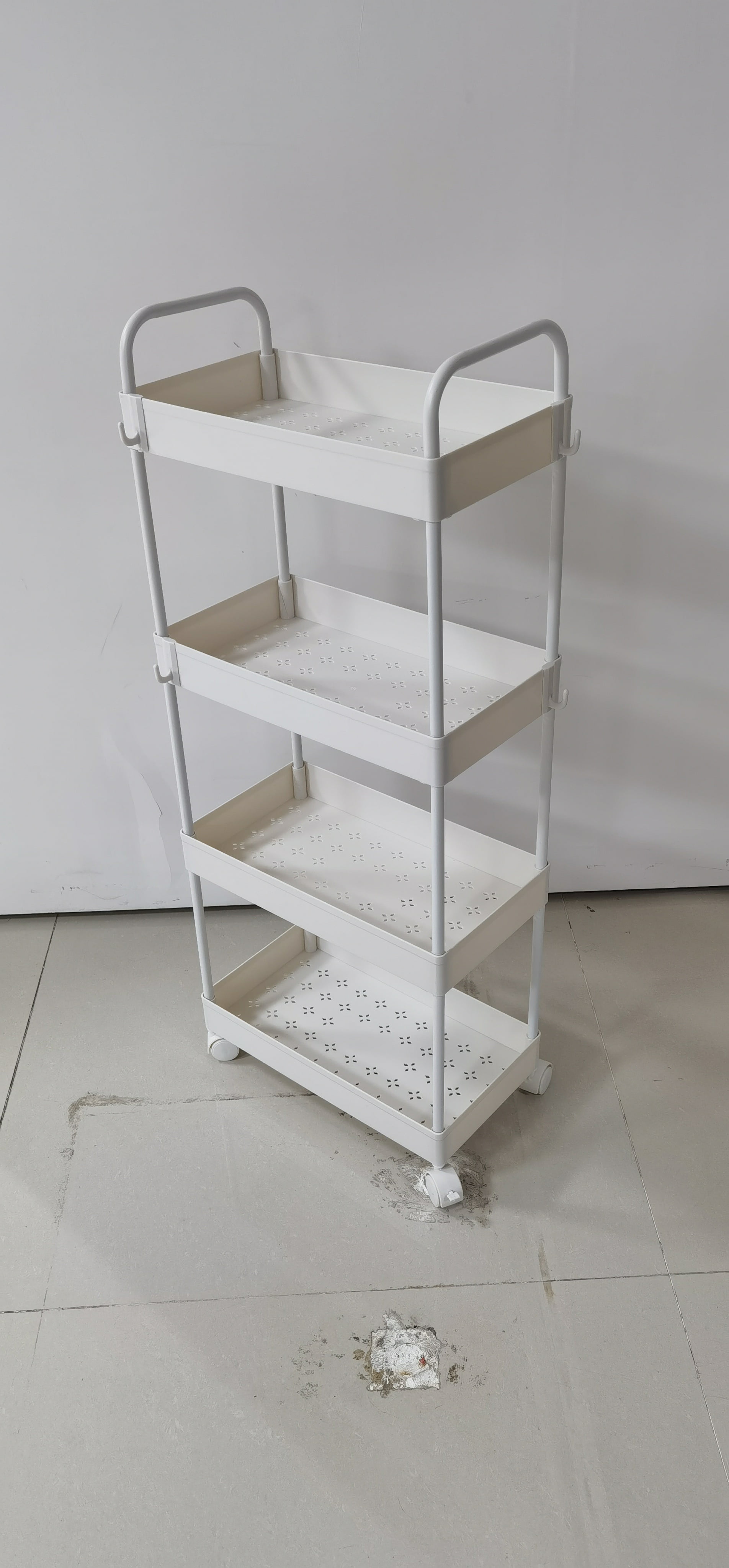 4 Tier Utility Rolling Cart, Mobile Storage Cart with Lockable Caster ...