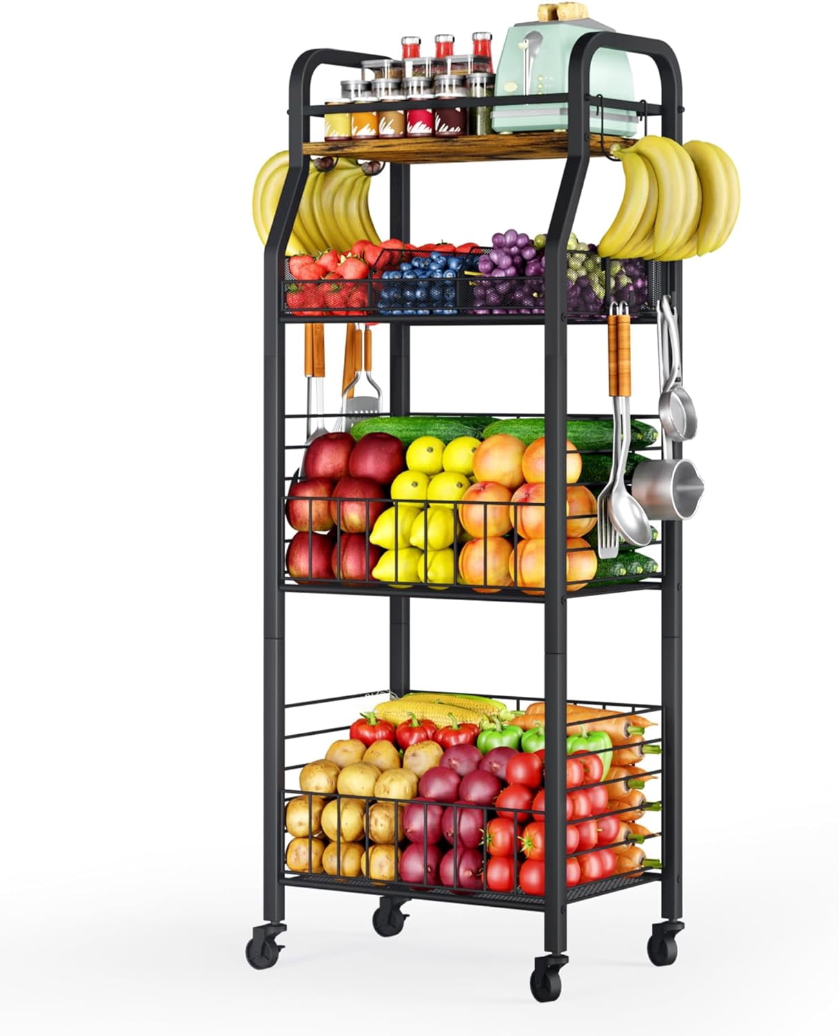 4 Tier Vegetable Fruit Basket for Kitchen, Vegetable Rack Storage ...